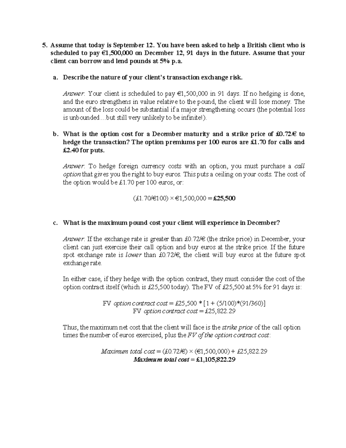 Extra Tutorial Questions: Futures & Options Analysis (Fin 301) - Studocu