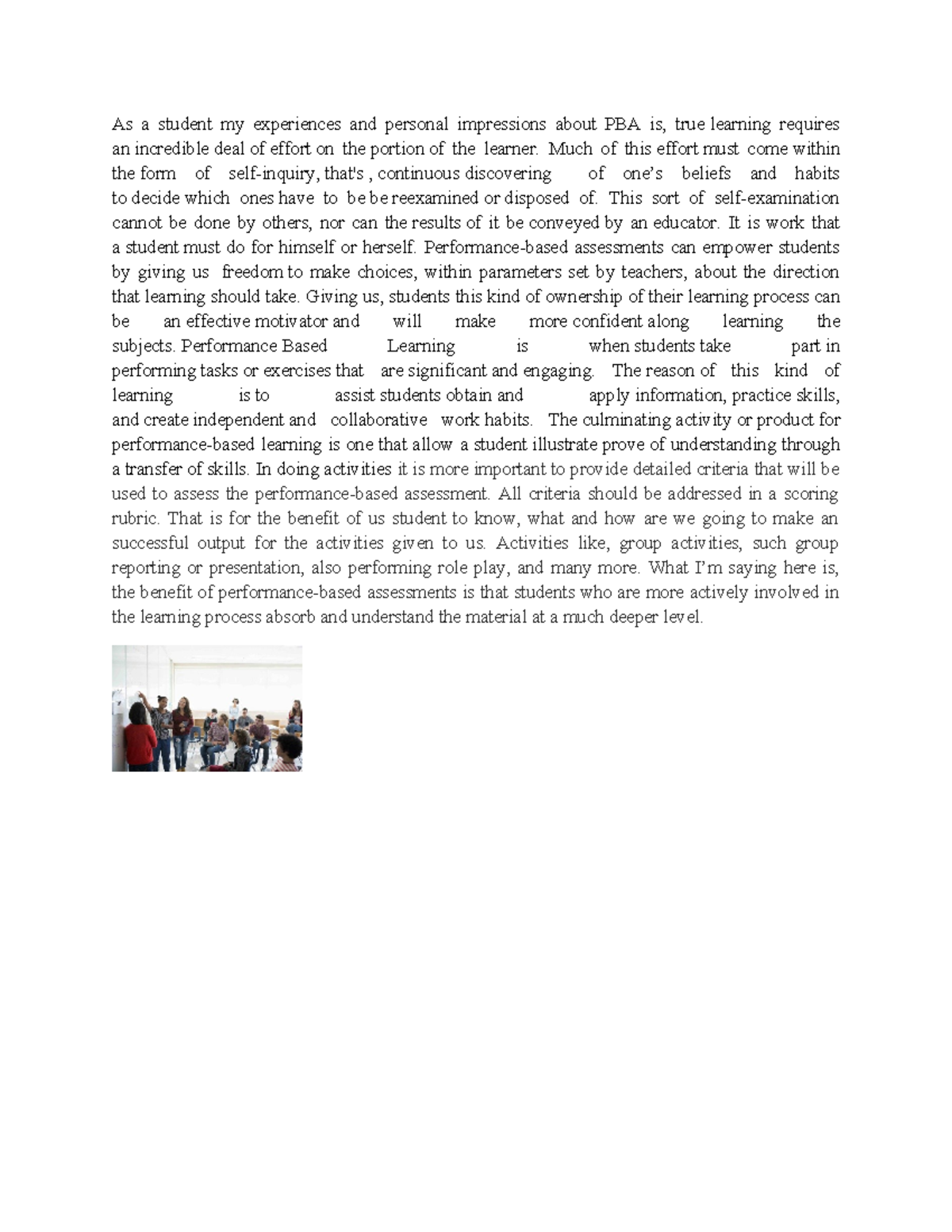 Assign - Reflection paper - As a student my experiences and personal ...