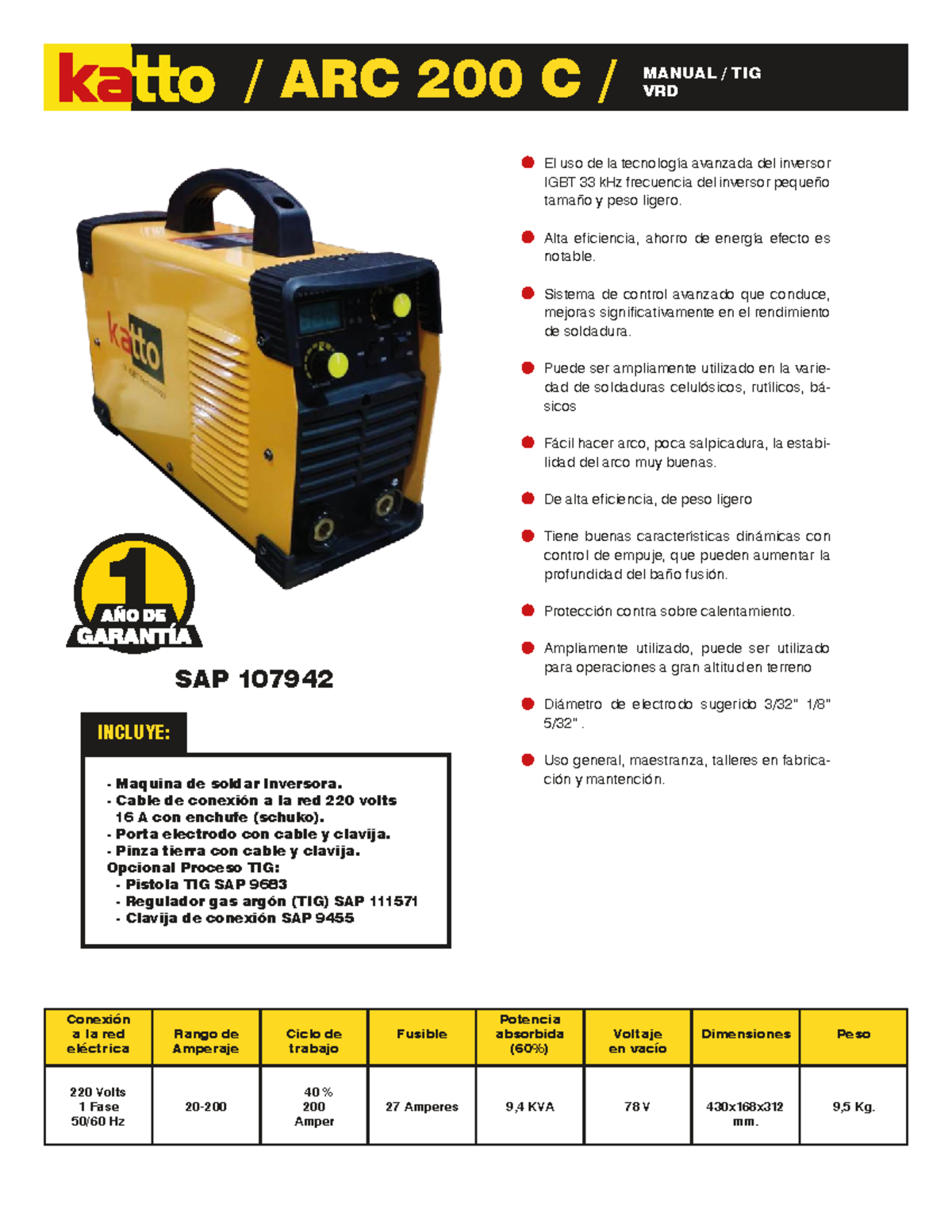 ARC 200 C MANUAL TIG VRD: Tecnología Avanzada y Eficiencia - Studocu