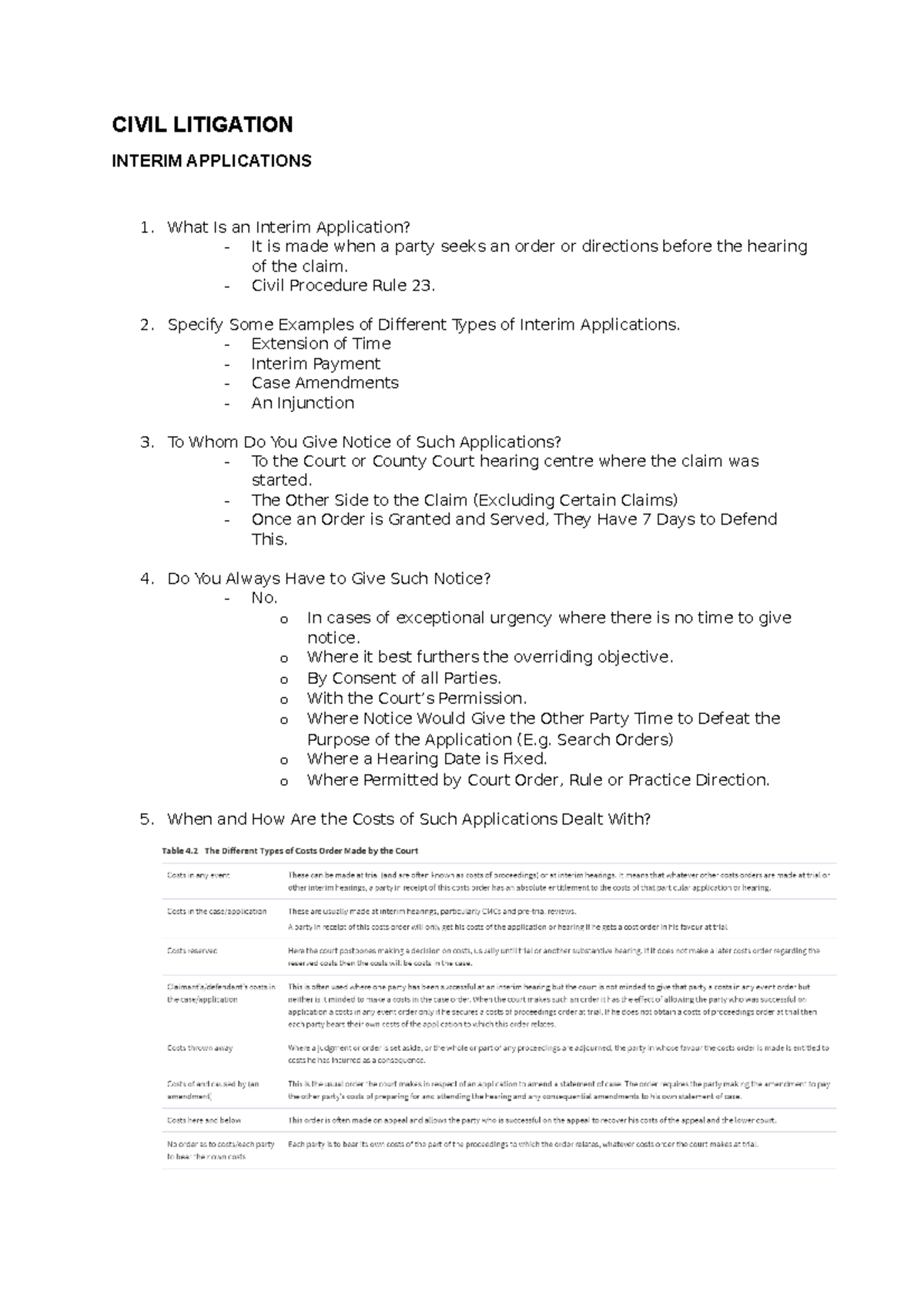 Civil Litigation - Workshop 3: Understanding Interim Applications - Studocu