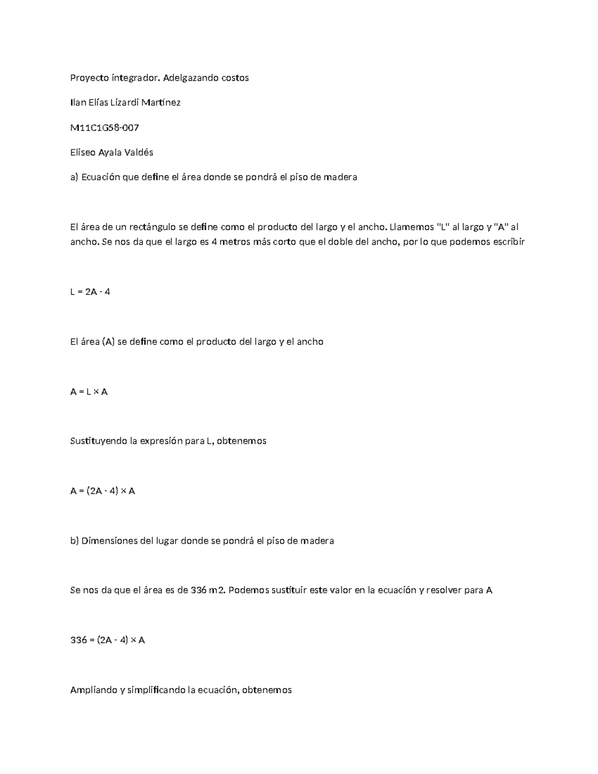 Lizardi Martinez Ilan M11S4PI - Proyecto integrador. Adelgazando costos ...