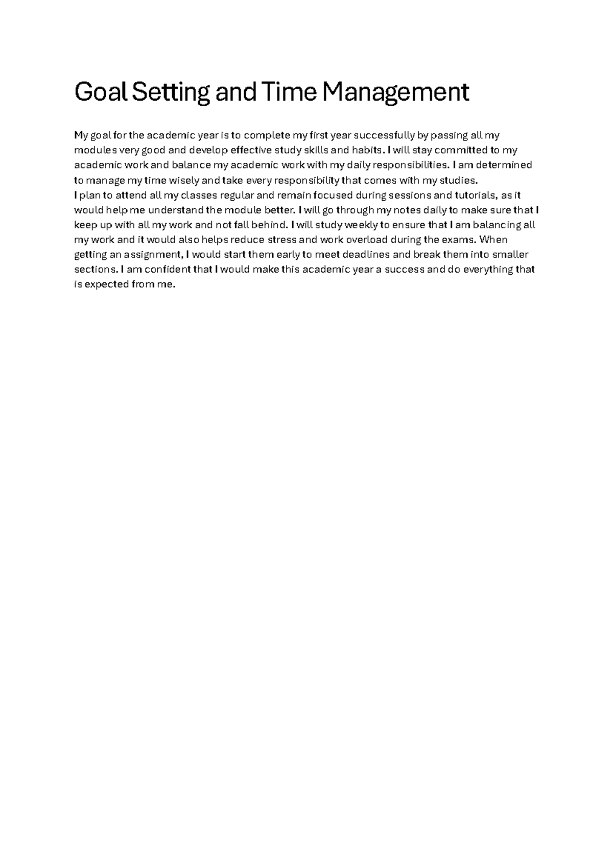 Goal Setting & Time Management: Academic Success Plan - Studocu