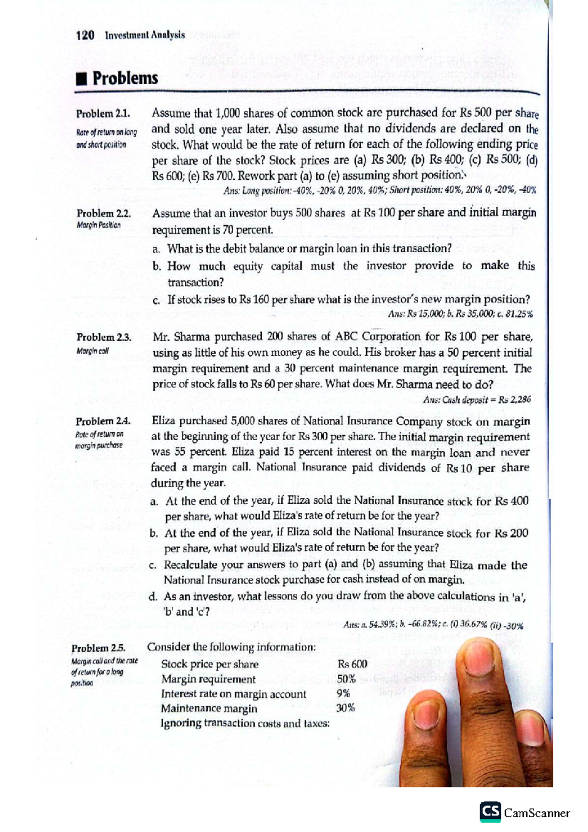 Investment Analysis Problems (CS 120) - Comprehensive Guide - Studocu