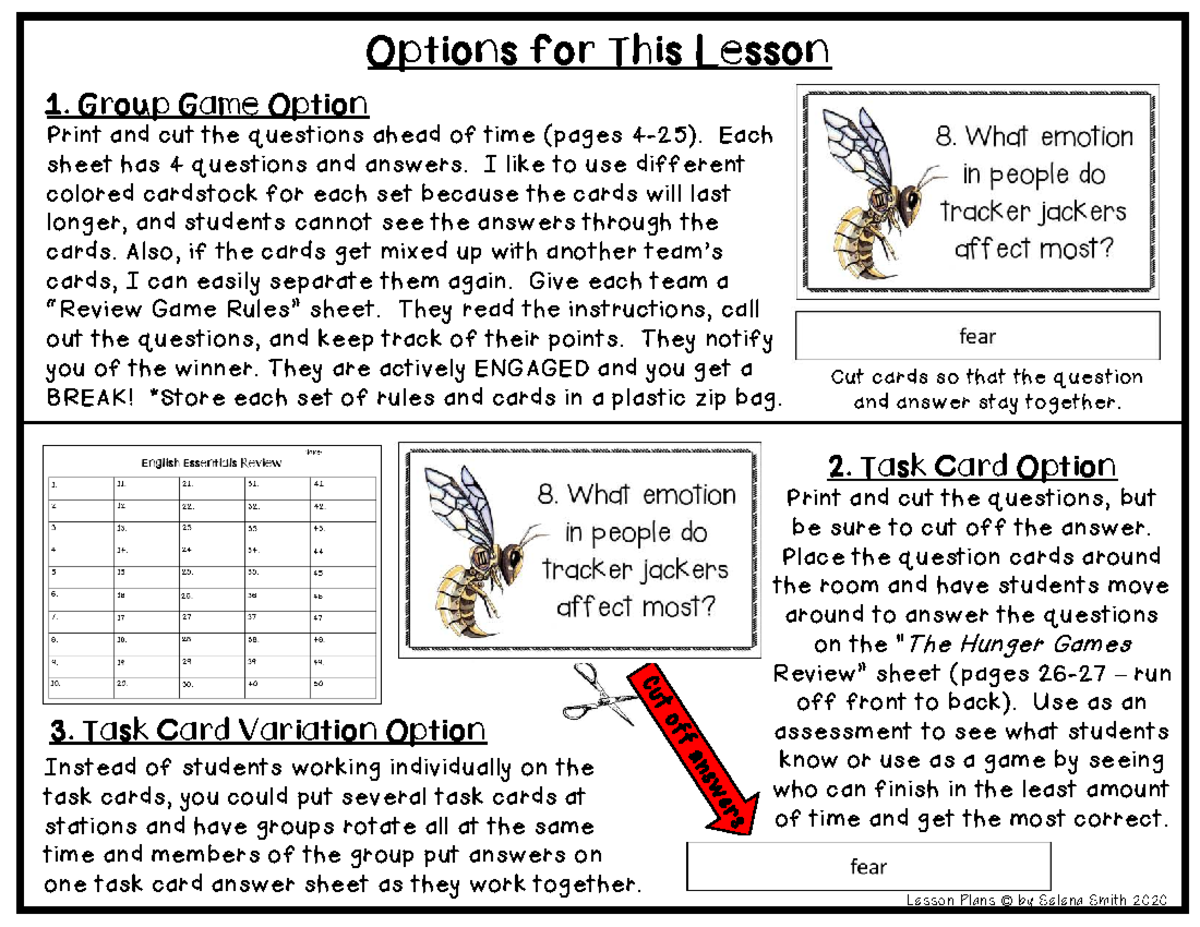 HG Lesson Plans: Engaging Review Game Options for Students - Studocu
