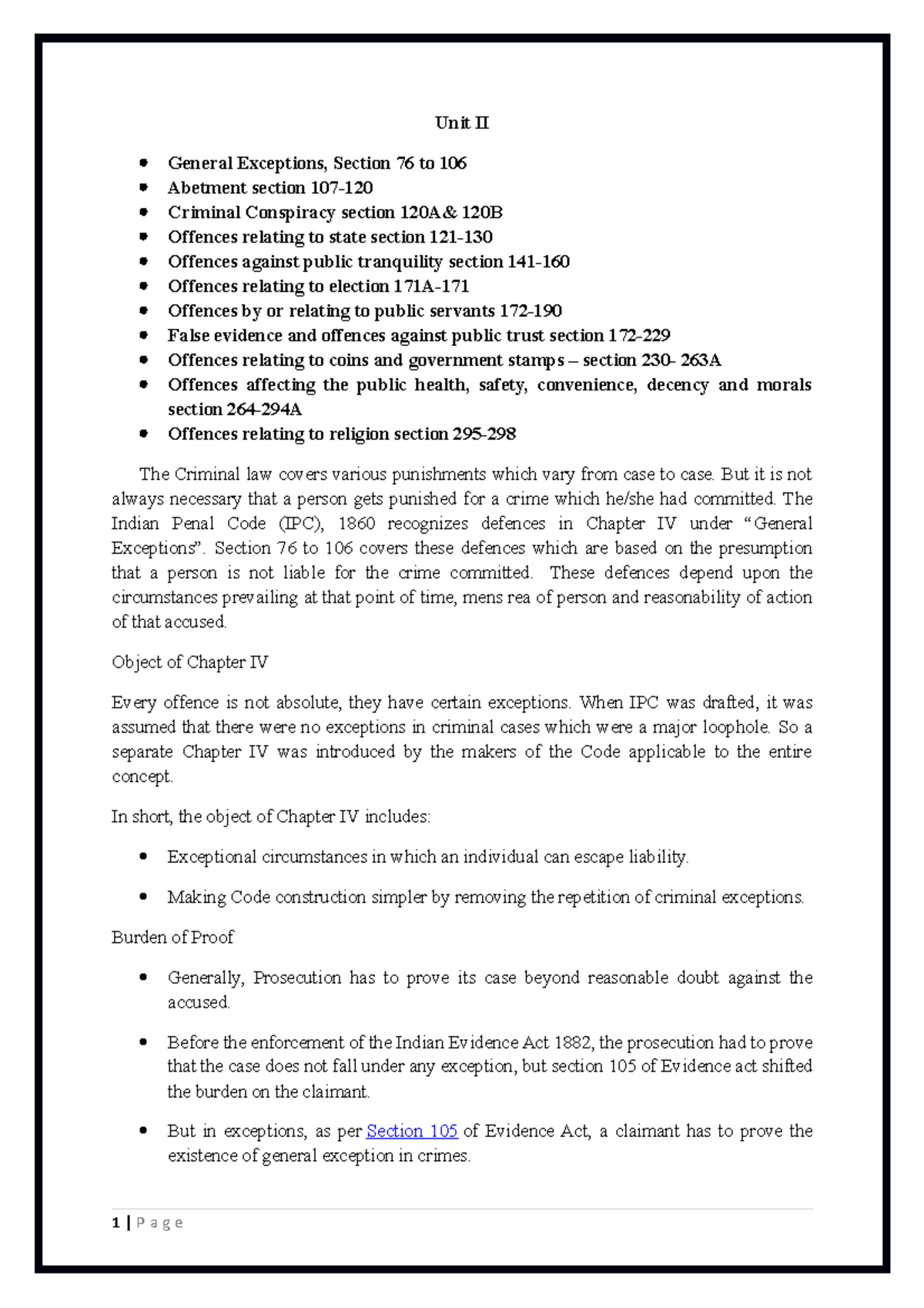 Unit II ipc - law - Unit II General Exceptions, Section 76 to 106 ...