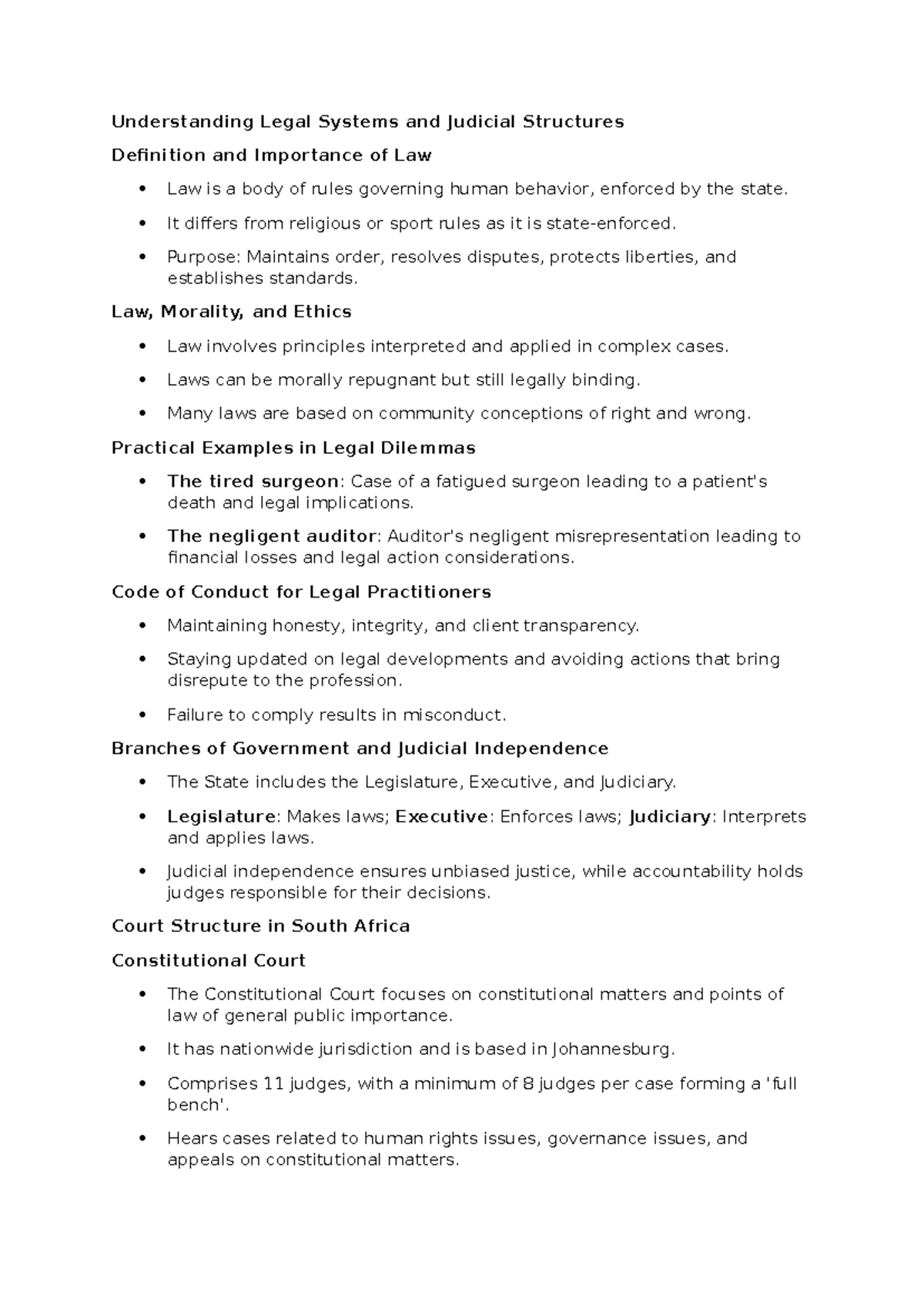 Quizlet - Analyzing Legal Systems & Judicial Structures Overview - Studocu