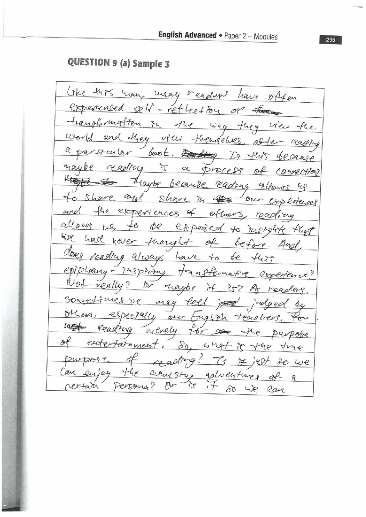 English Advanced Paper 2 Modules 295 & 299: Discursive Writing Exemplar ...