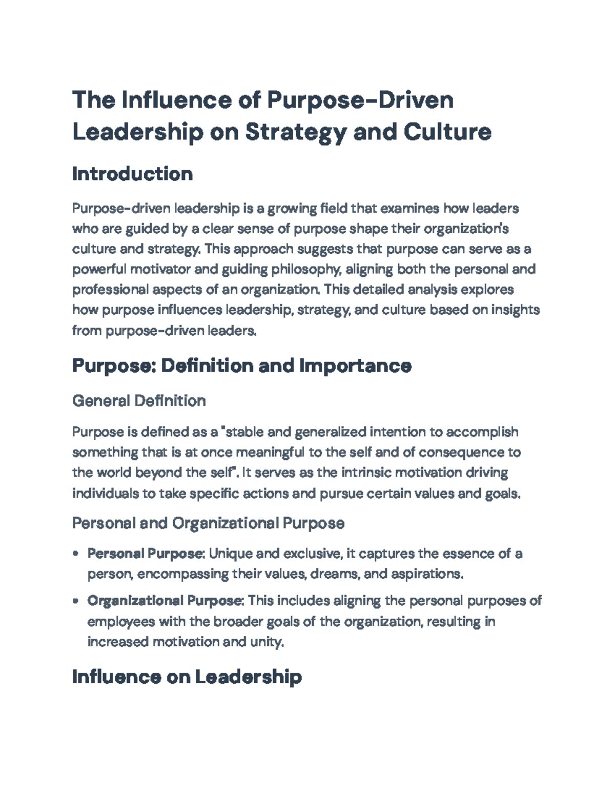 Understanding Purpose-Driven Leadership: Strategy & Culture Insights ...