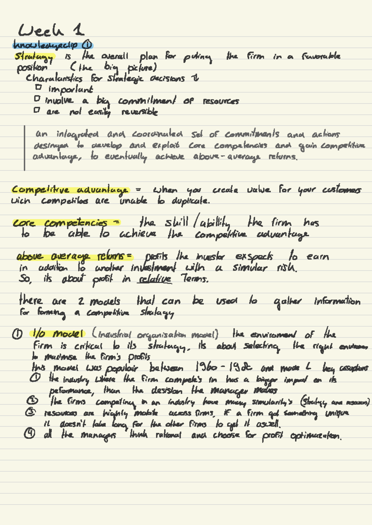 Strategic Management: Goodnotes Midterm Summary (Course Code: MGMT 101 ...
