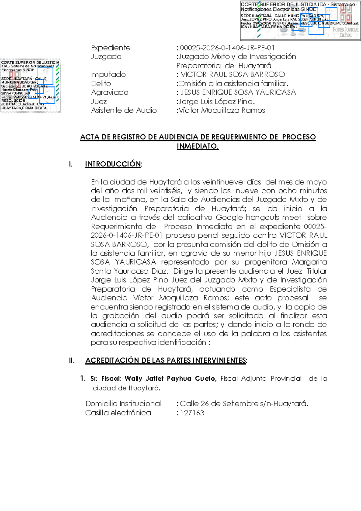Exp. 00025-2026-0-1406-JR-PE-01 - Acta de Audiencia de Proceso ...