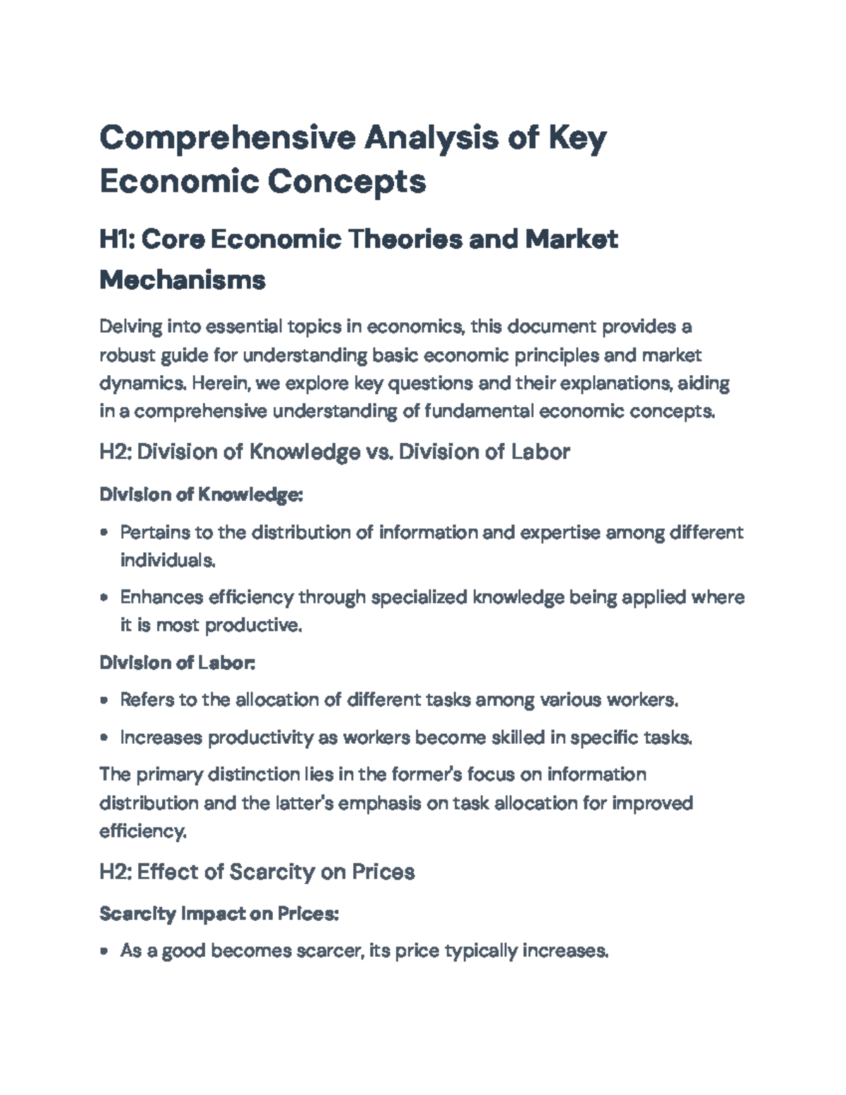 Comprehensive Economic Concepts Overview: Key Principles and Theories - Comprehensive Analysis ...