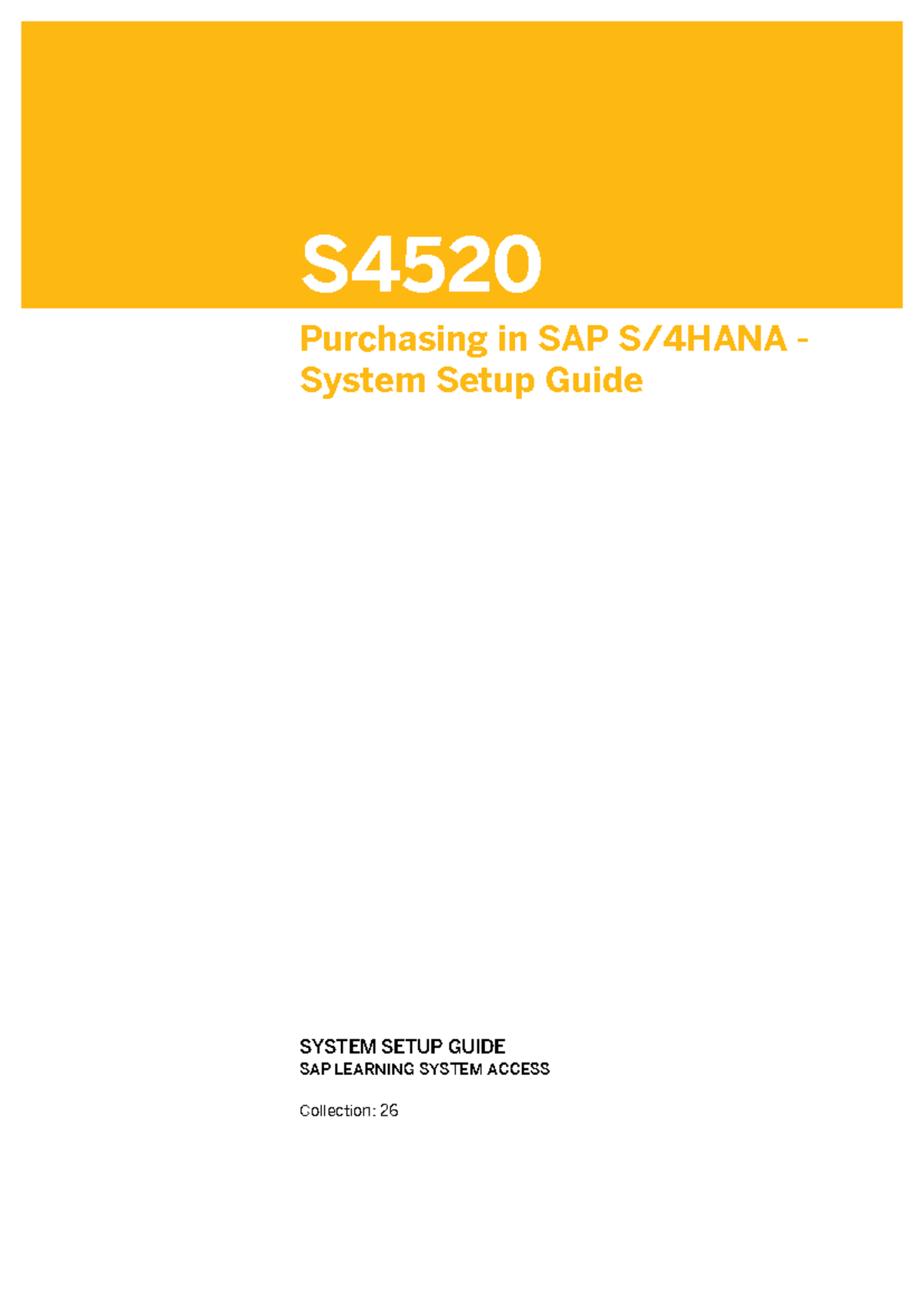 S4520 Purchasing in SAP System Setup Guide for Learning Access - Studocu