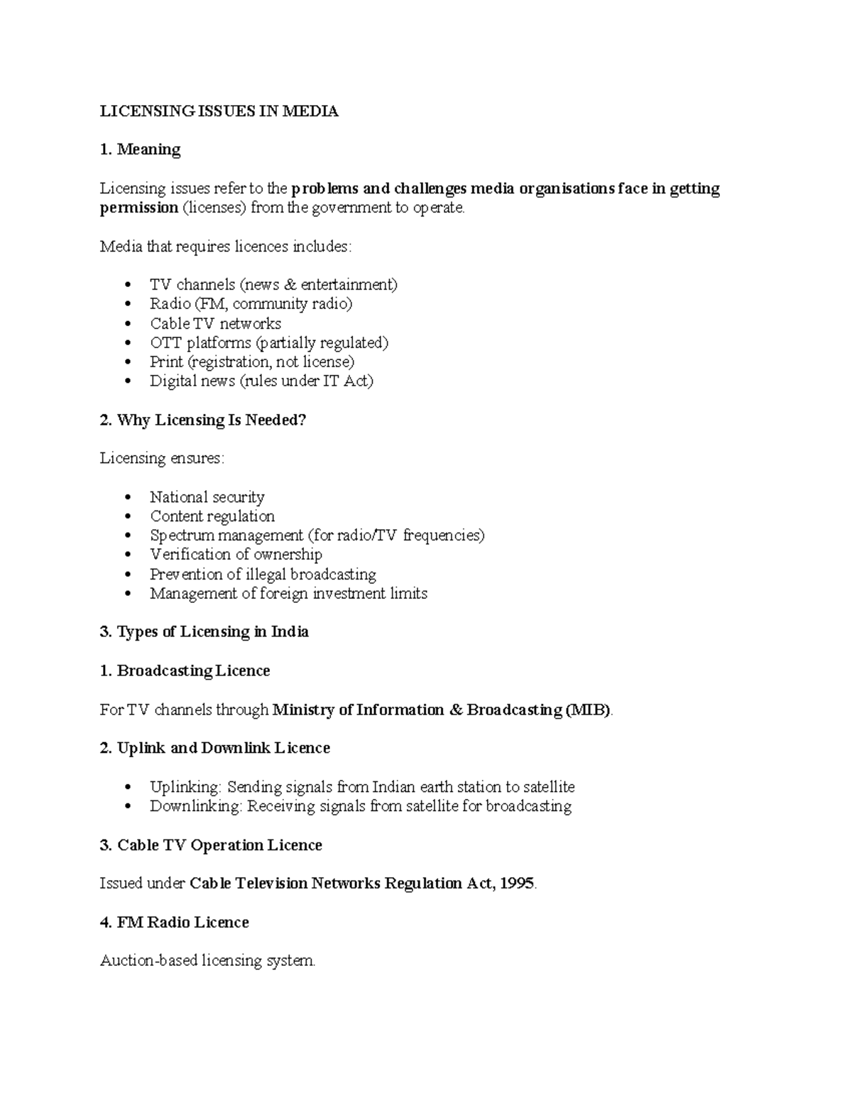 LICENSING ISSUES IN MEDIA: Challenges and Legal Framework (Unit 11 ...