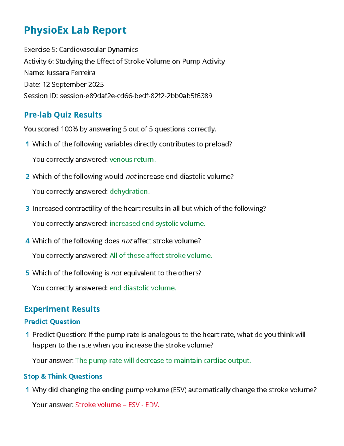 PhysioEx Lab Report: Exercise 5 - Cardiovascular Dynamics Analysis ...