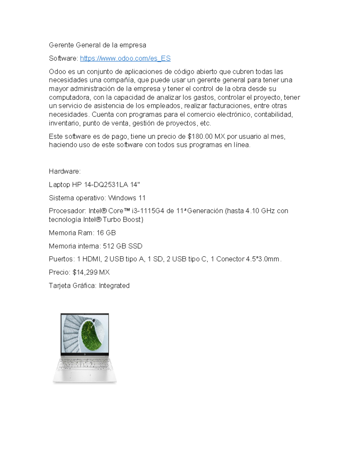 Gernt Gral y Tec - Gerente General de la empresa Software: odoo/es_ES ...