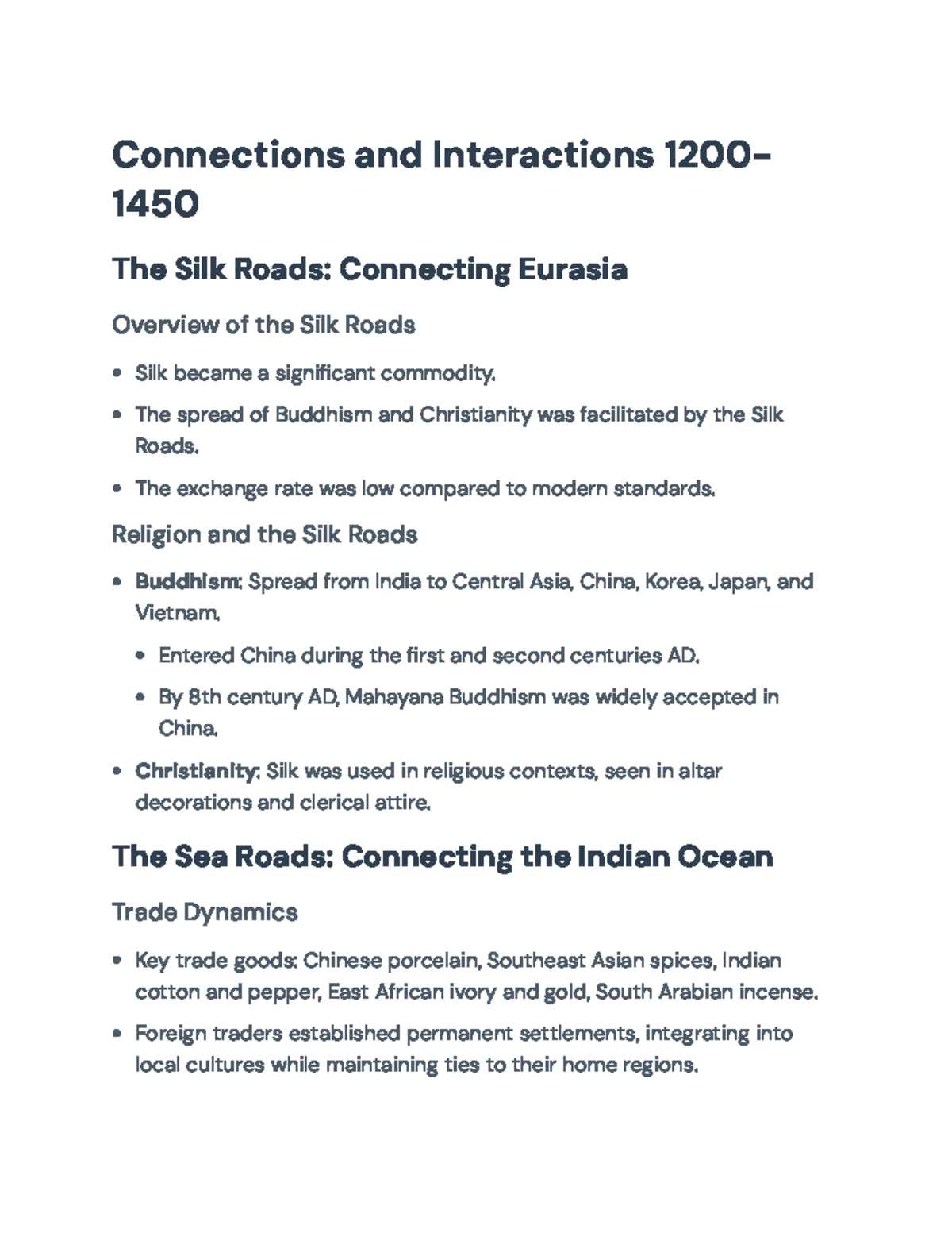 Silk Roads and Sea Trades: Key Interactions in Eurasia (1200-1450 ...