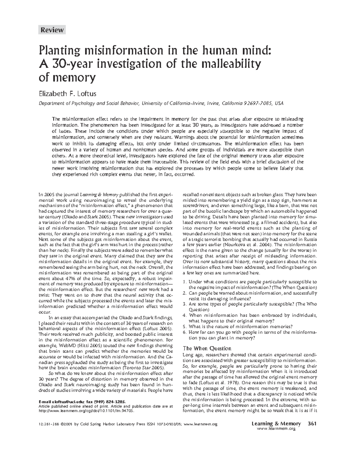 Misinformation Effect: Insights into Memory Distortion in Psychology ...