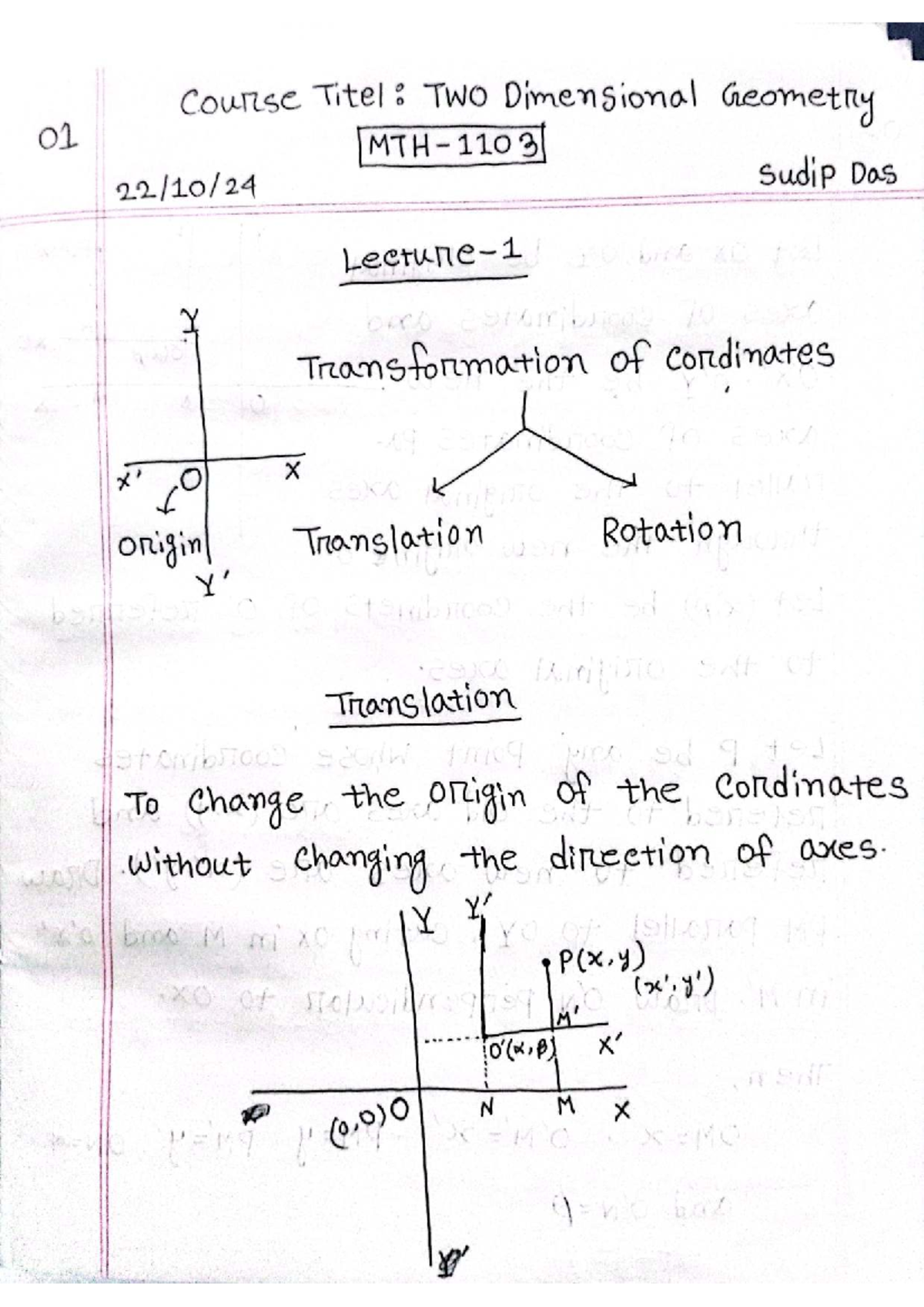 MTH 1103 Lecture 1: Two-Dimensional Geometry Transformations - Studocu