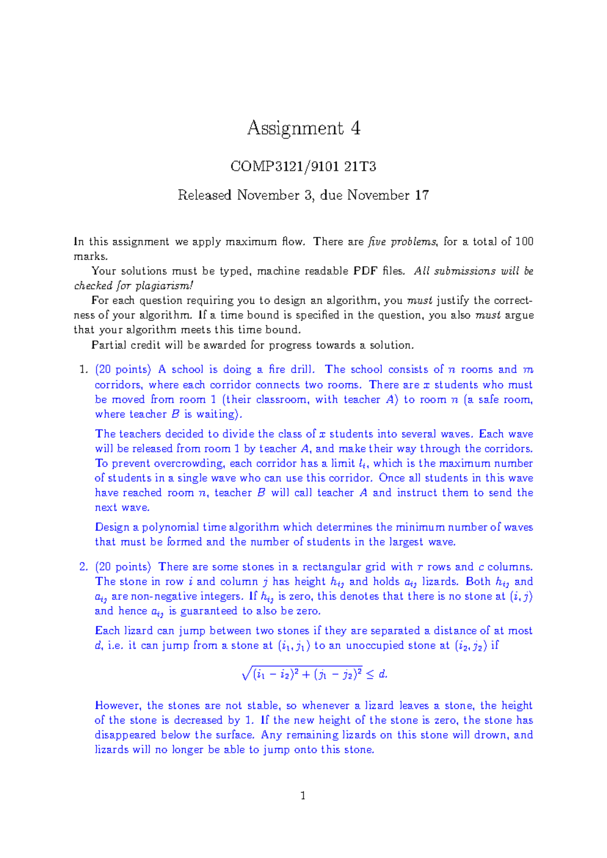 Algorithms and Programming Techniques Assignment 4 - Assignment 4 COMP3121/9101 21T Released ...