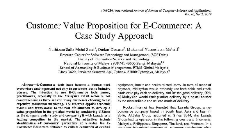 Customer Value Proposition for E-Commerce: A Case Study of 11Street and ...