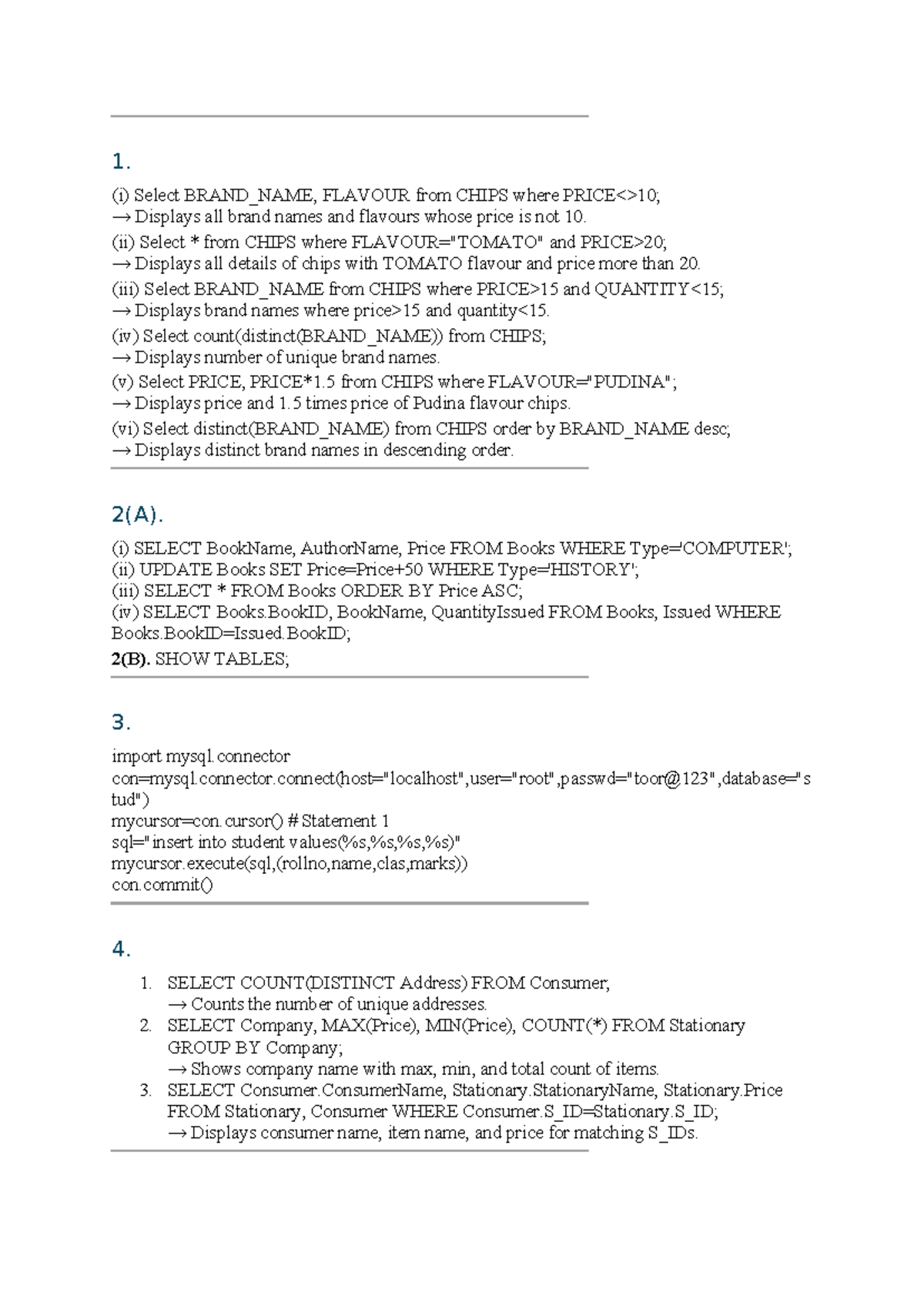 DBMS 3 Mark Answer Key for SQL Queries and Concepts - Studocu