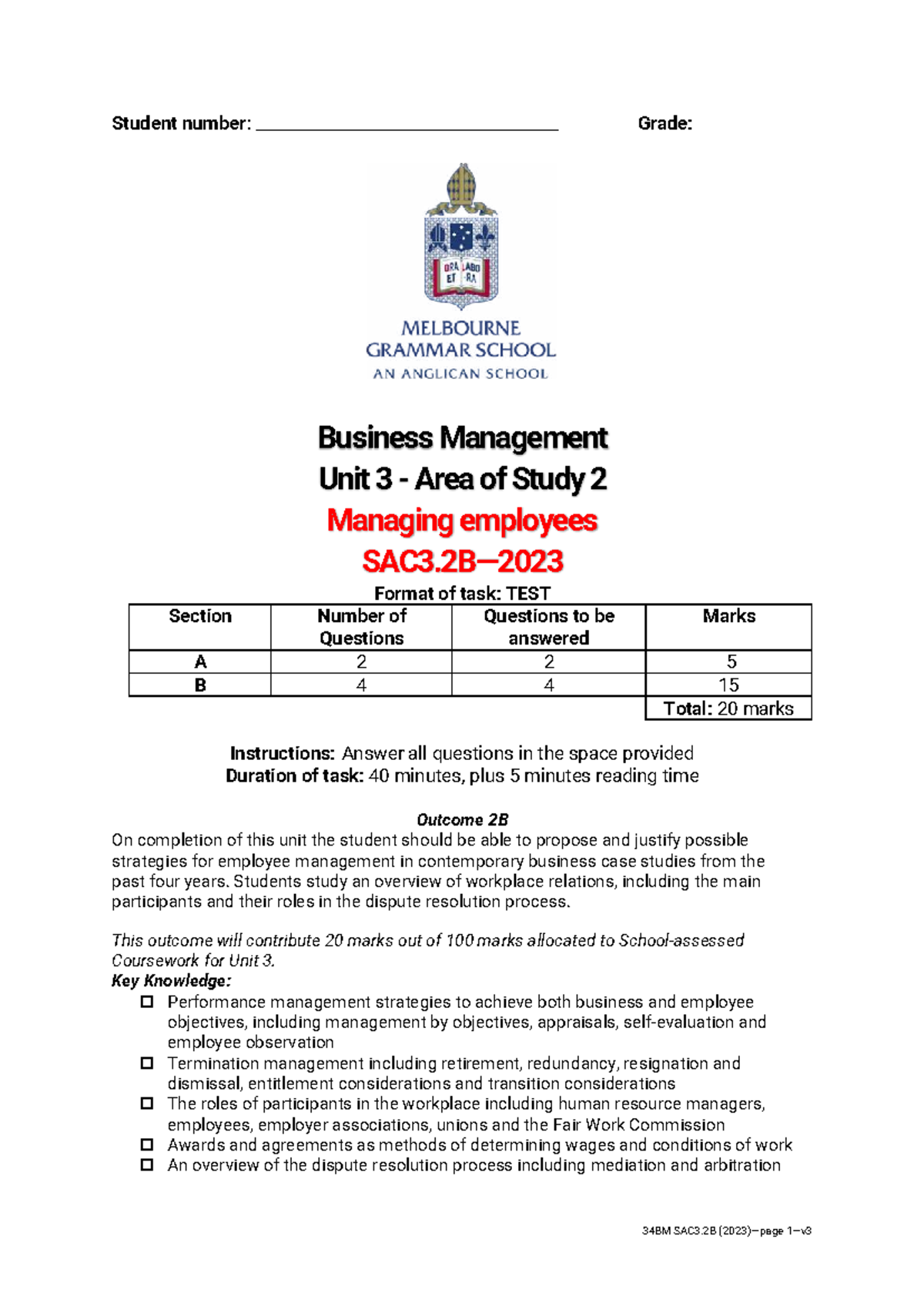 34BM SAC3.2B - Managing Employees Test & Case Study Analysis - Studocu