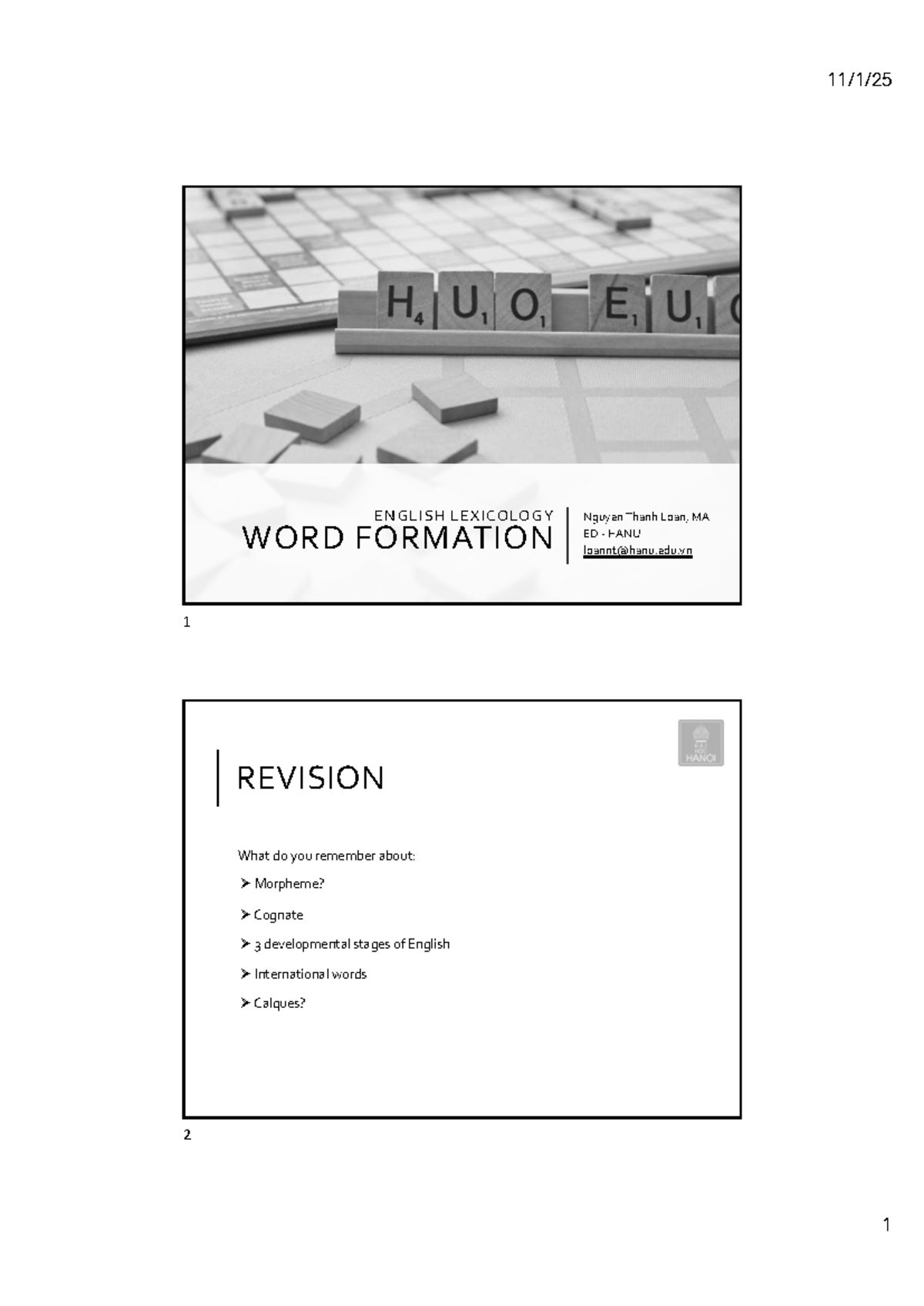 ENG 2025 W2 Word Formation: Key Concepts & Processes - Studocu