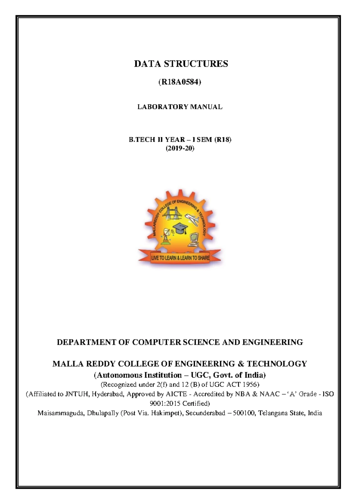 Cns - cns lab - R18 B. Tech. CSE (Data Science) IV Year JNTU Hyderabad COMPUTER NETWORKS LAB B ...