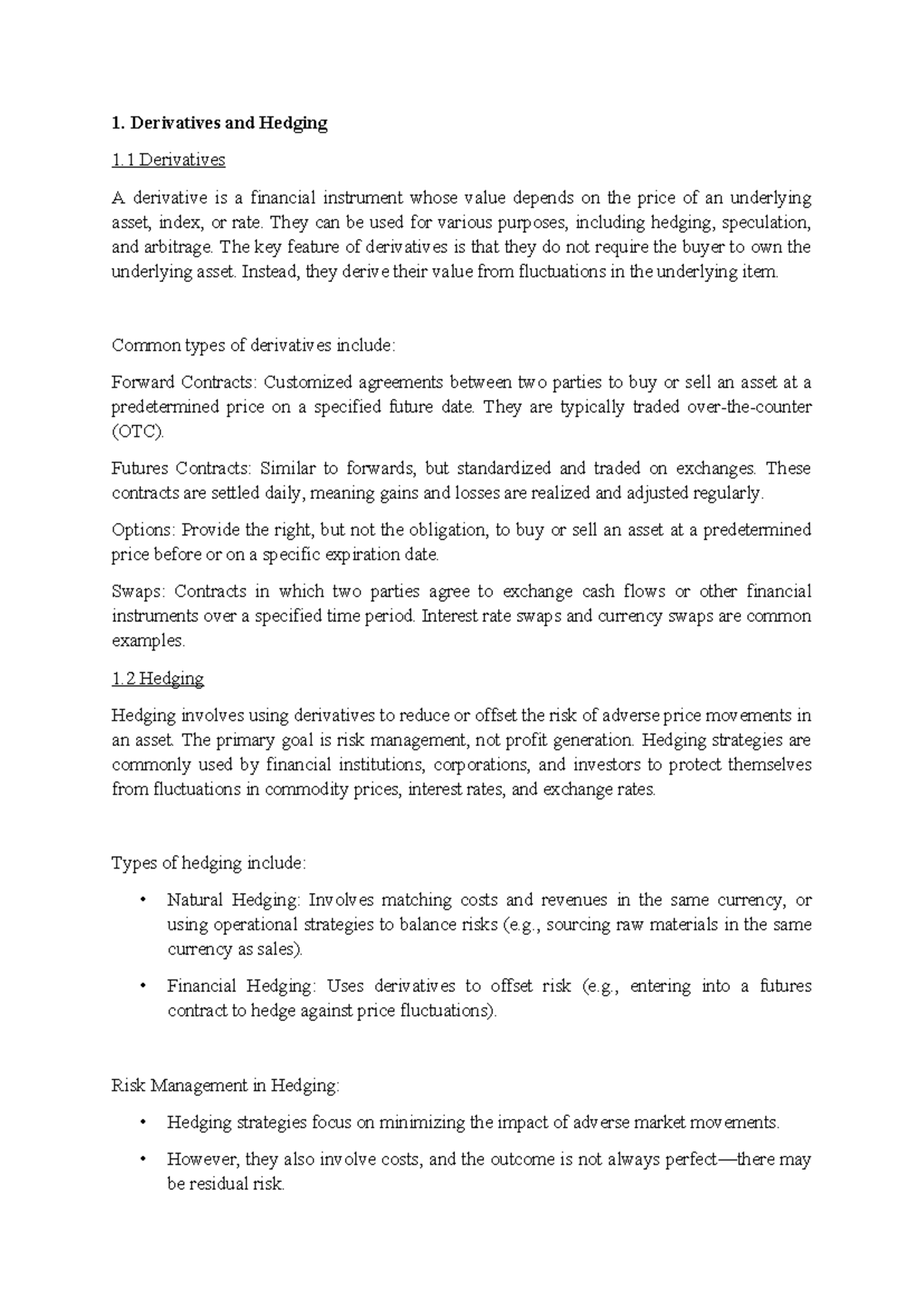 Derivatives and Hedging: An Introductory Overview - Studocu