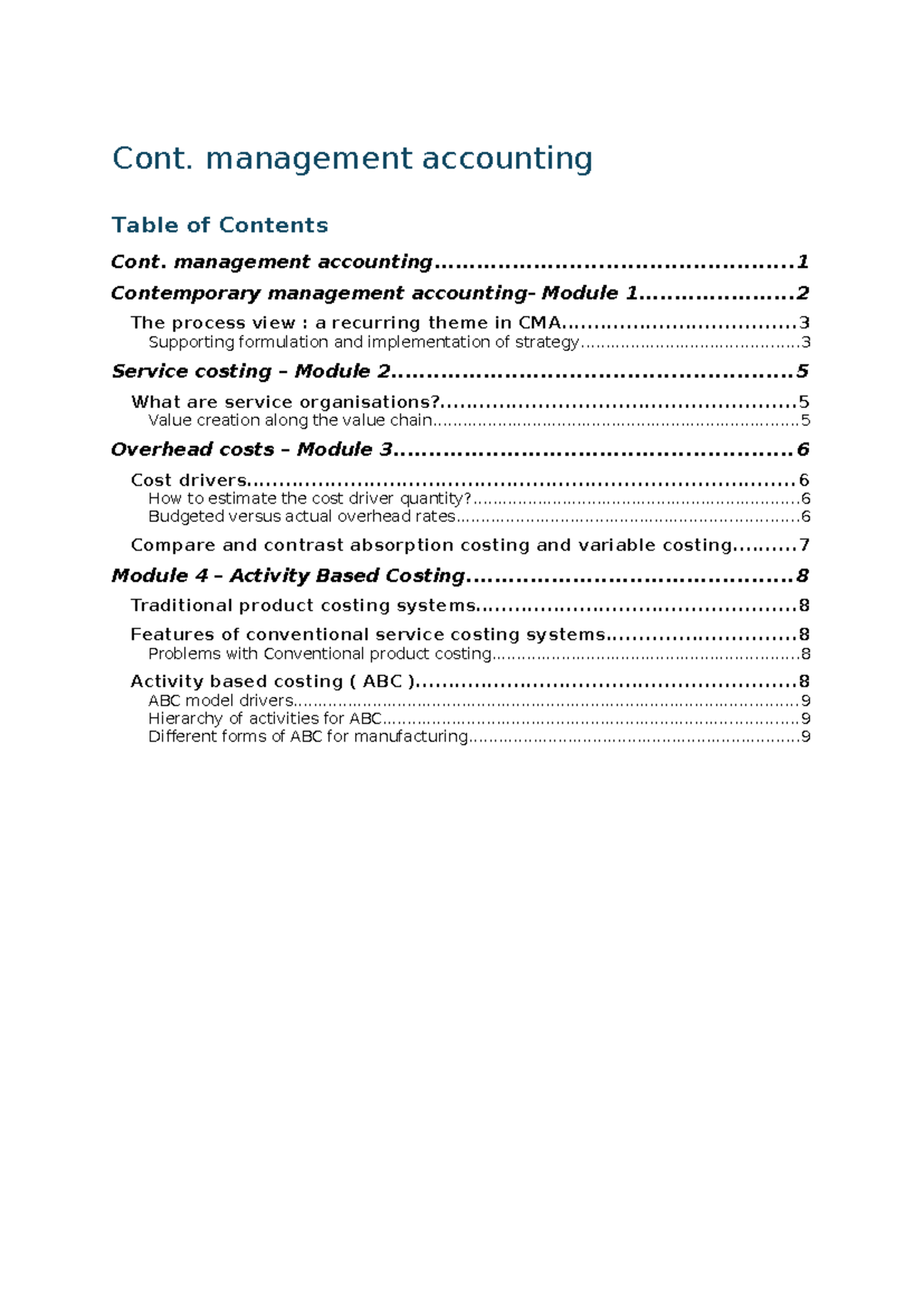 CMA 101: Contemporary Management Accounting Overview and Key Concepts ...