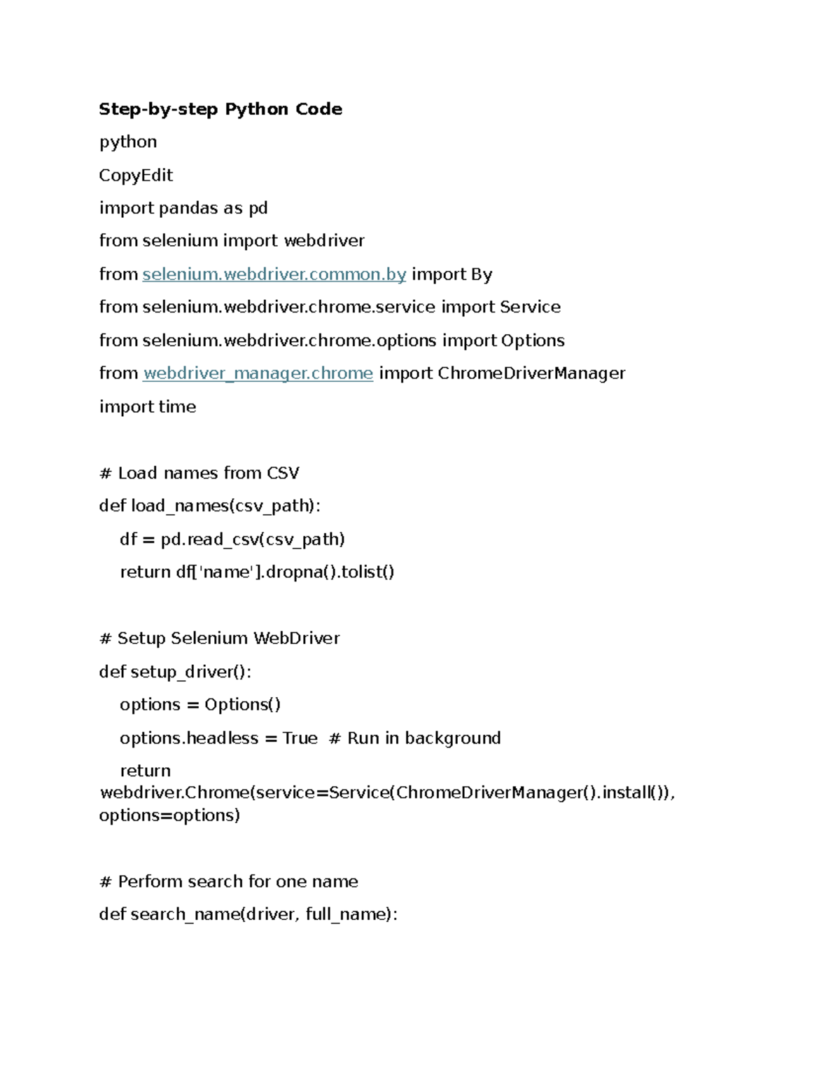 Step-by-Step Python Guide: Selenium WebDriver Setup & CSV Handling ...
