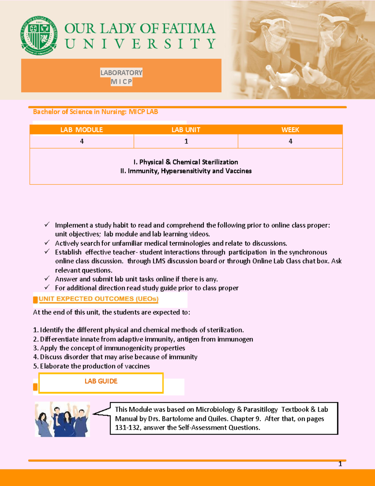 MICP LAB (WEEK 4) Overview of Sterilization, Immunity & Vaccines - Studocu