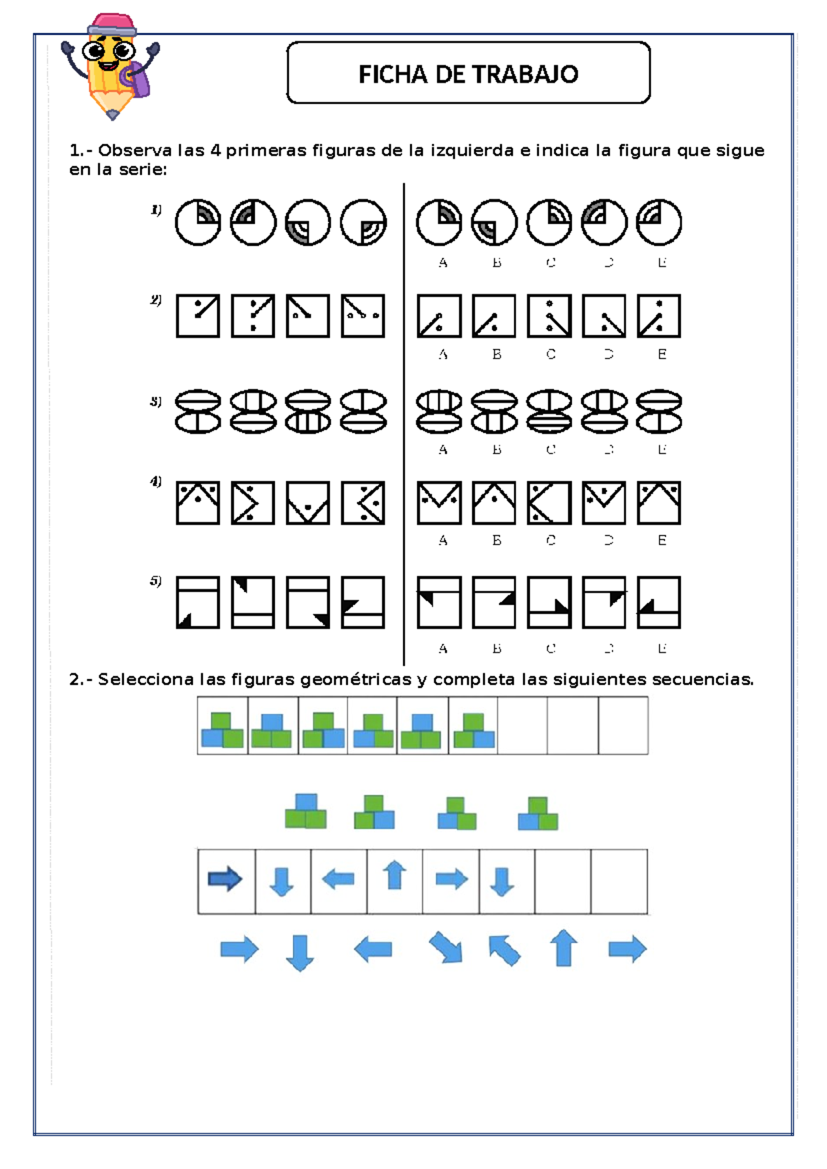 Ficha MAT 5° - Ejercicios sobre Patrones Gráficos y Secuencias - Studocu