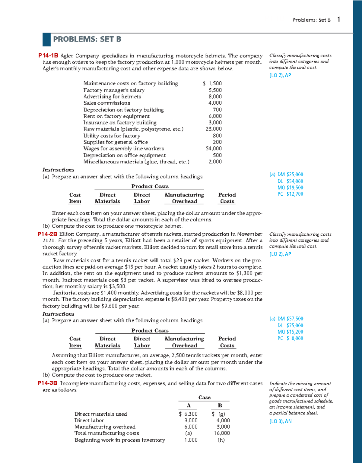 Ch14 problem set B finman 3e - Problems: Set B 1 PROBLEMS: SET B P1-1B Agler Company specializes ...