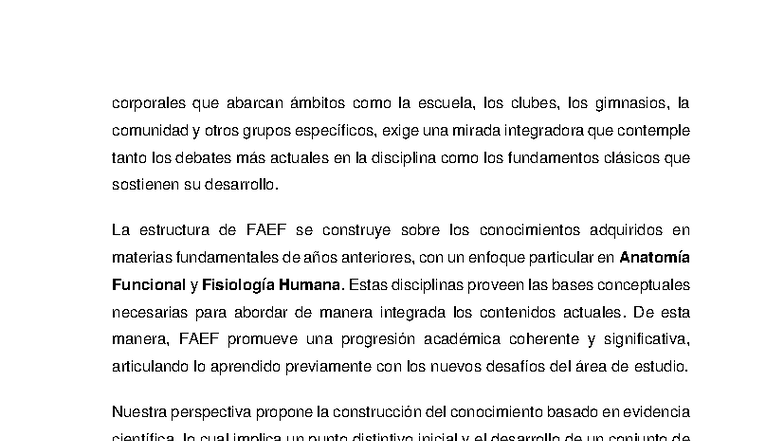 Programa FAEF 2025: Fisiología Aplicada a la Educación Física - Studocu