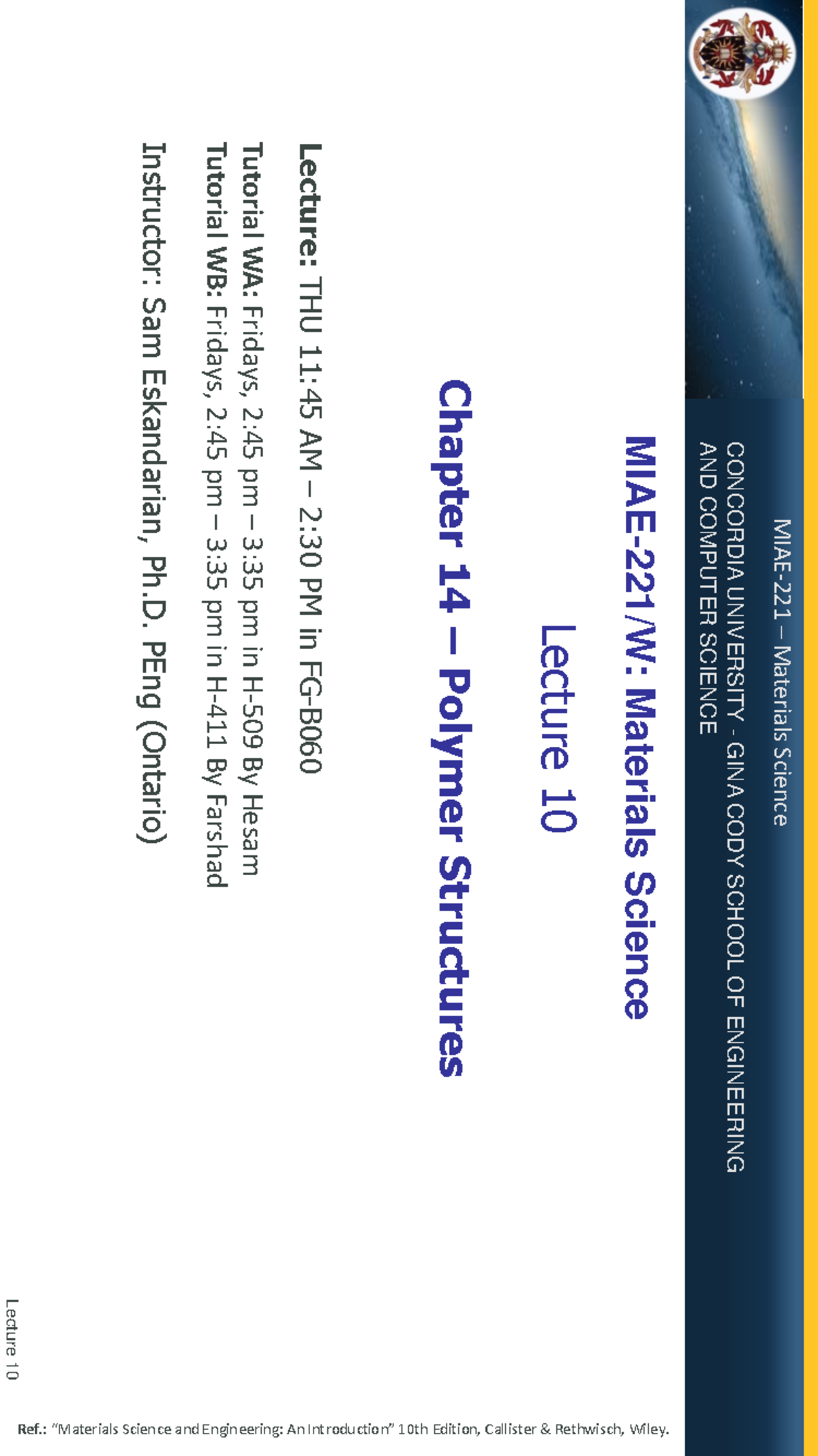 Lecture 10 Miae 221 Chapter 14 Polymer Structures Overview Studocu