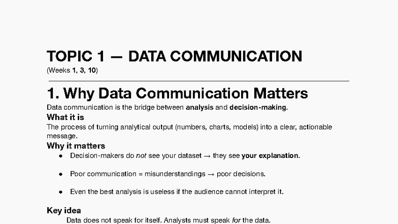 COMM1190 Data Communication & Predictive Analytics Notes - Studocu