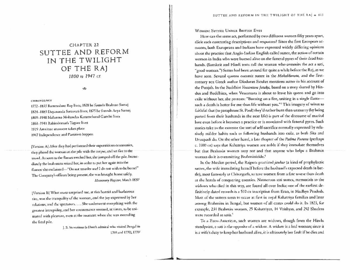 SUTTEE AND REFORM IN THE TWILIGHT OF THE RAJ: A C101 Analysis - Studocu