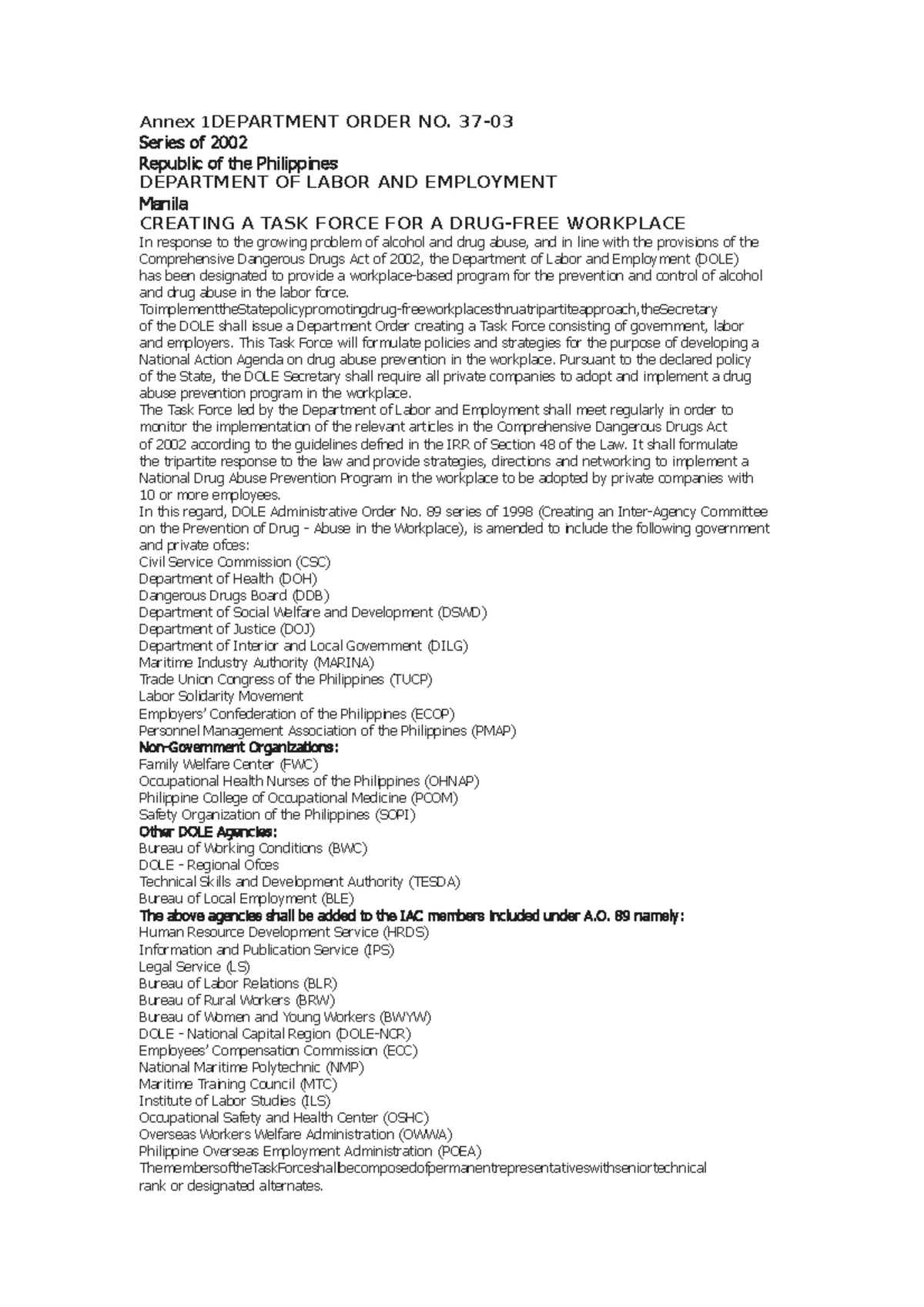 Osh 35 - occupational safety and health management notes - (3) No ...