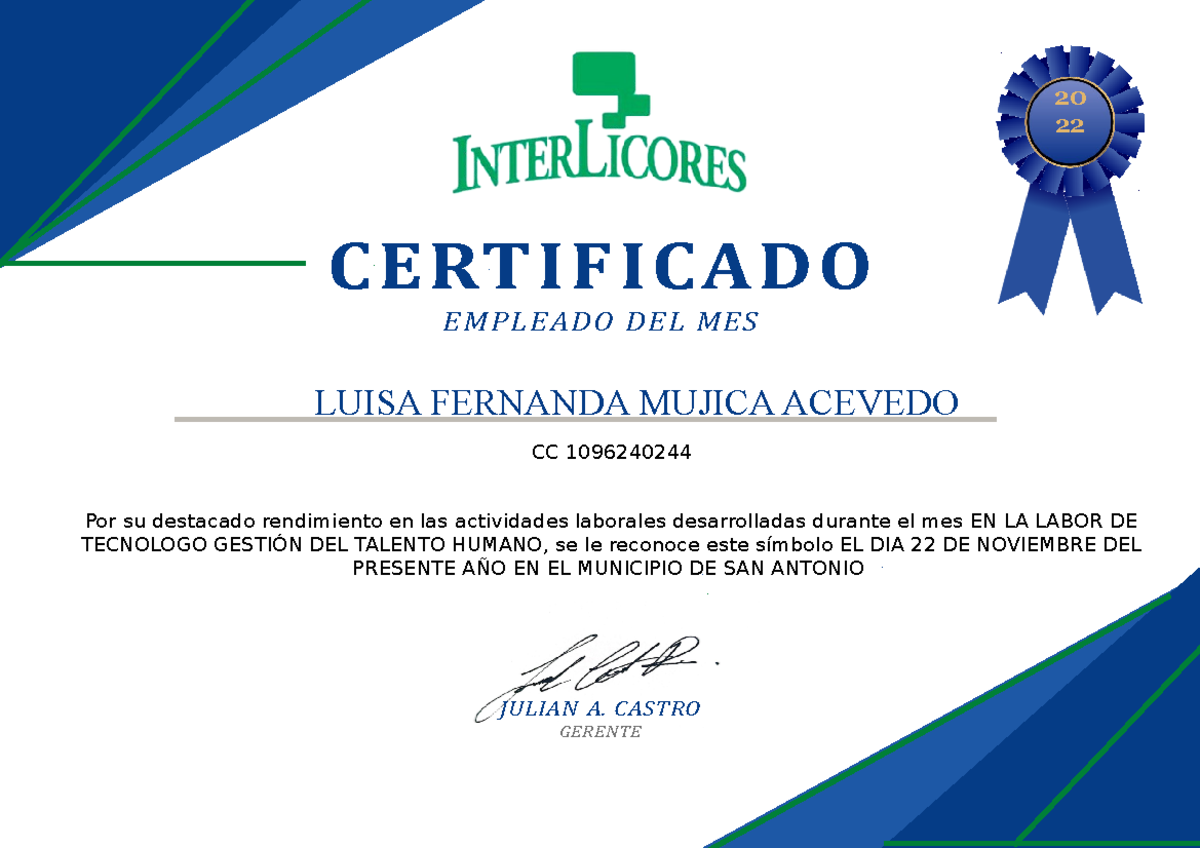 Certificados DE Empleado DEL MES - CERTIFICADO EMPLEADO DEL MES LUISA ...
