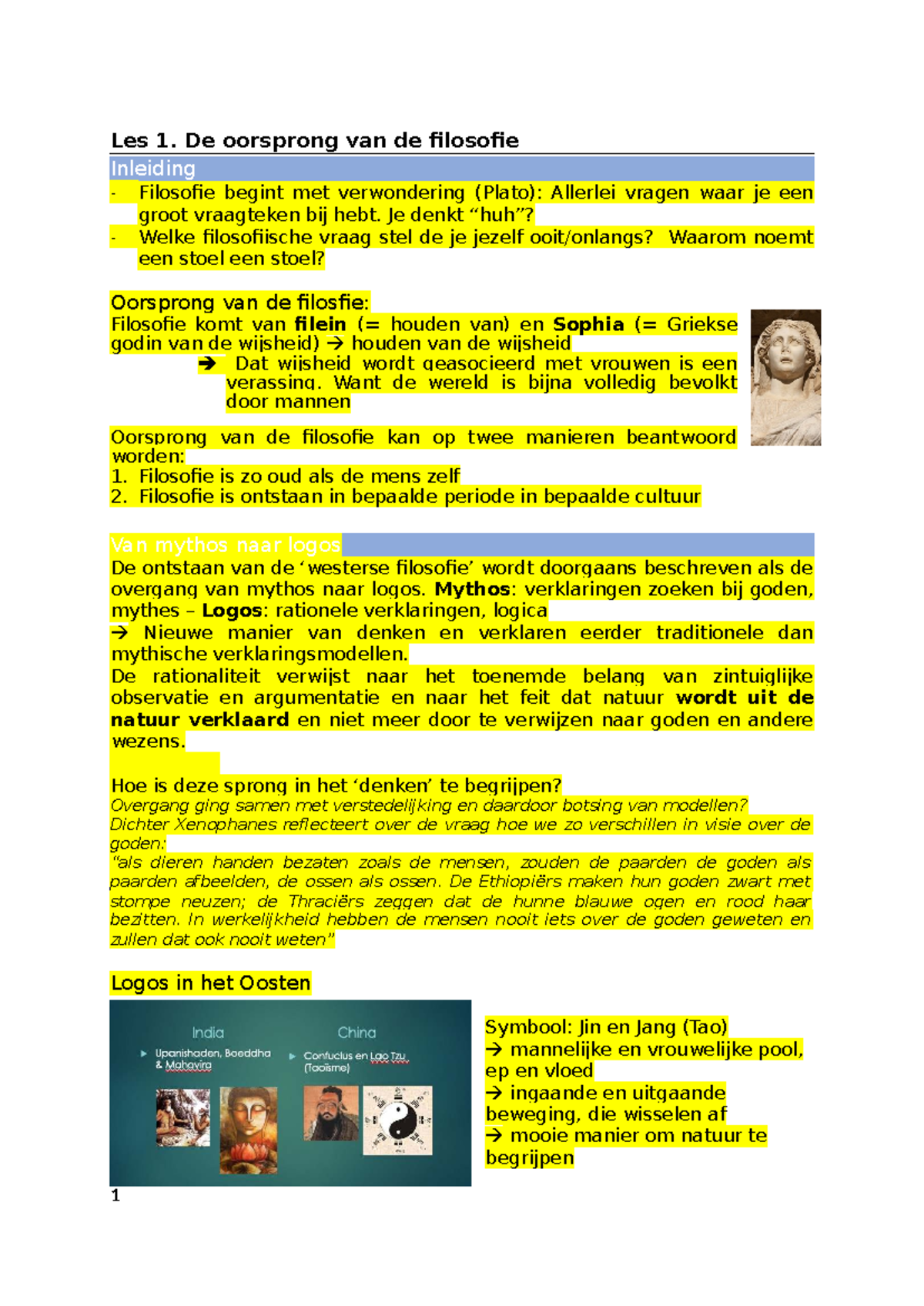 Les 1: De Oorsprong van de Filosofie - Inleiding tot de Wijsheid ...