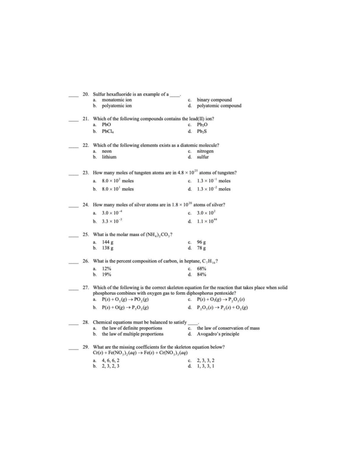 Gen Chem 1 Practice: Compounds, Moles, and Reactions Quiz - Studocu