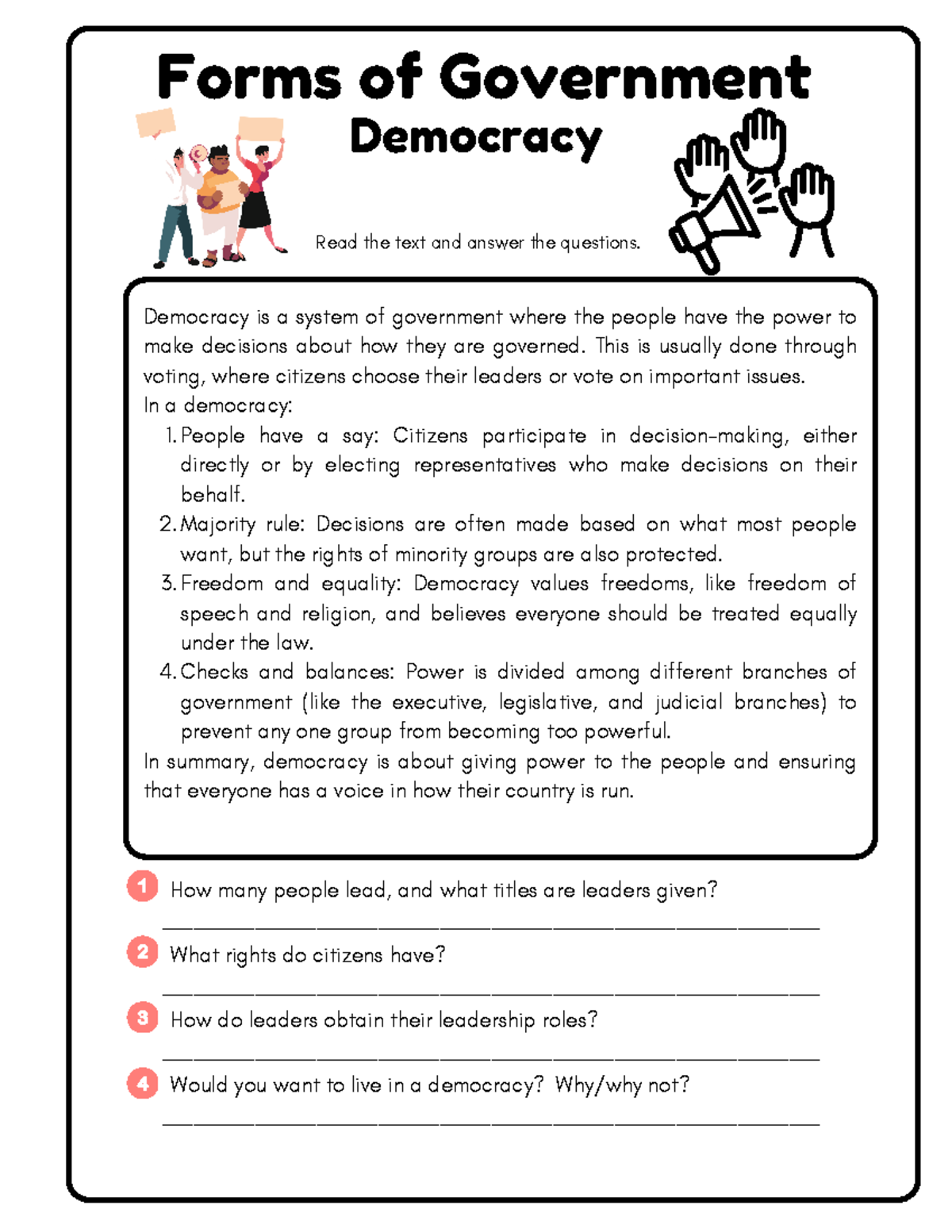 Forms of Government - great - Democracy is a system of government where ...