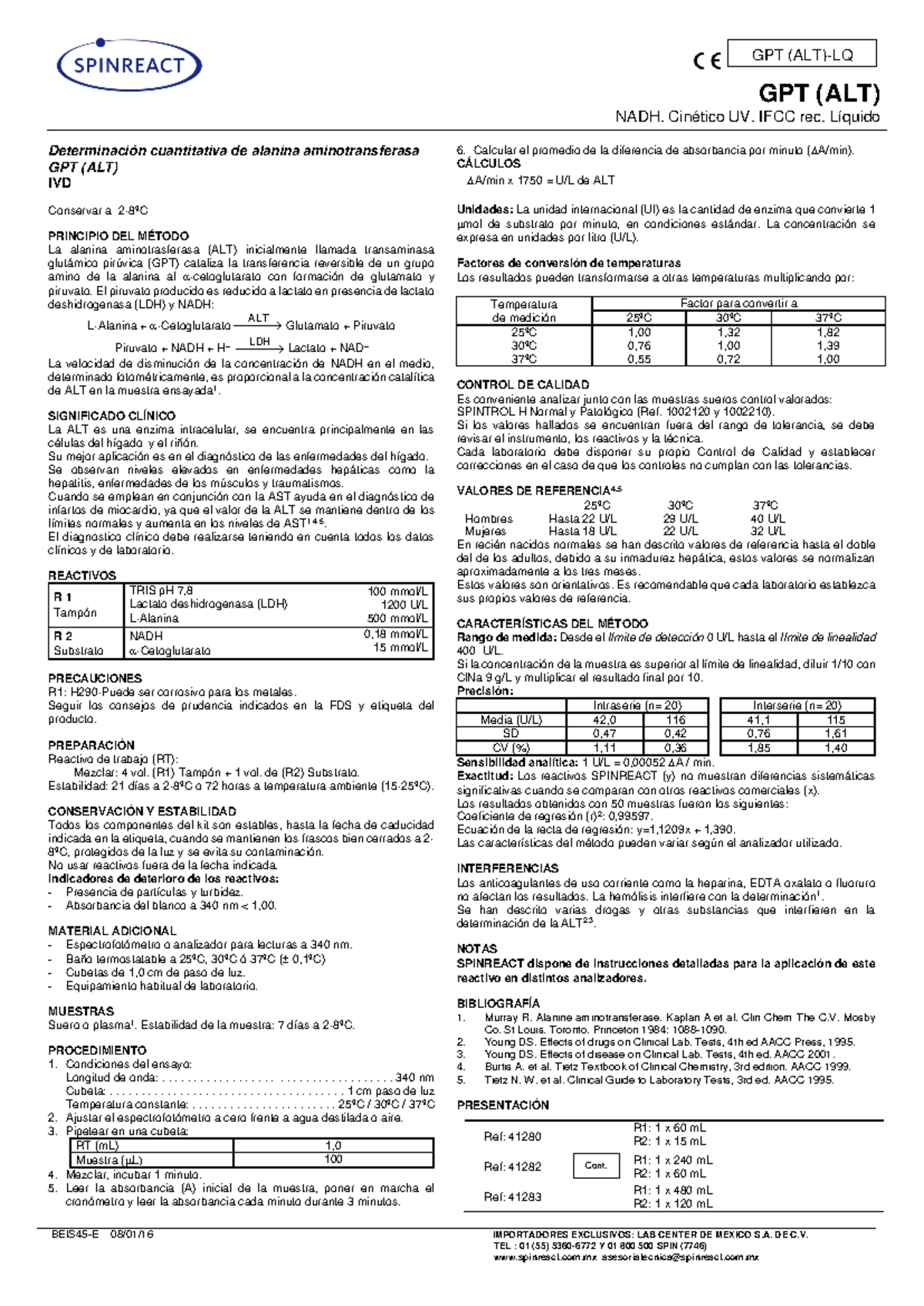 Determinación Cuantitativa de Alanina Aminotransferasa GPT (ALT) IVD 6 ...