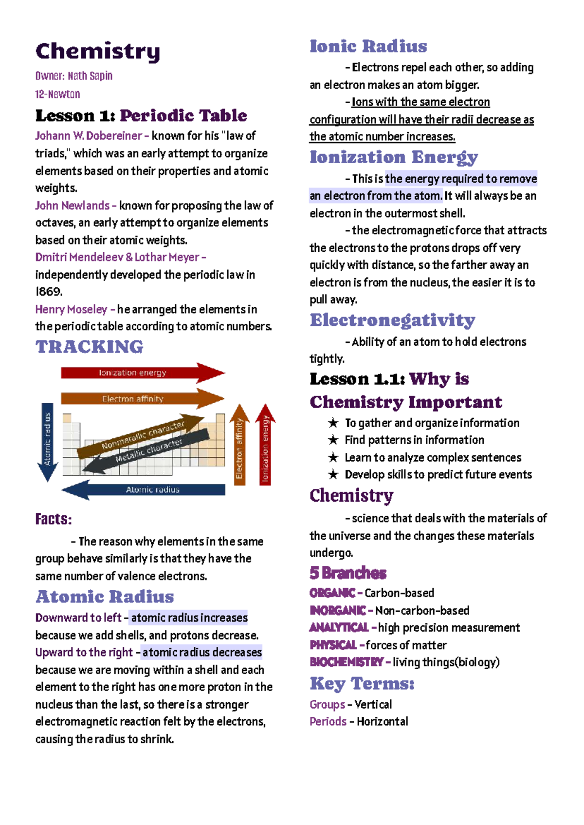 CHEM 101: Lesson 1 - Introduction to the Periodic Table - Studocu
