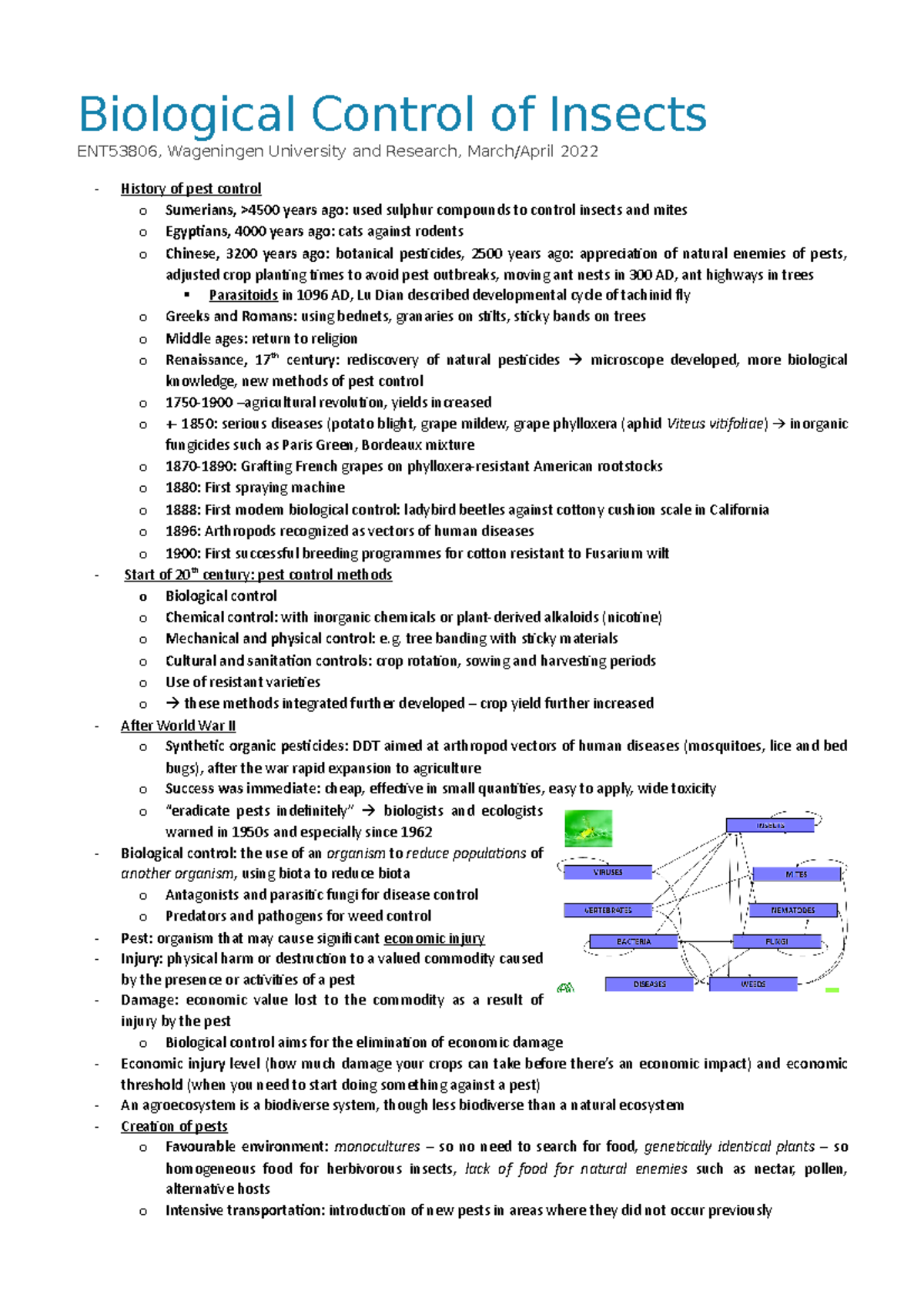 Biological Control of Insects: Insights from ENT53806 Study Guide ...