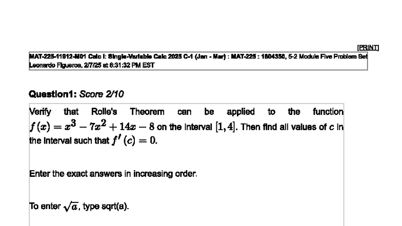 Calc I: 1804350 Module 5 Problem Set Solutions and Explanations - Studocu