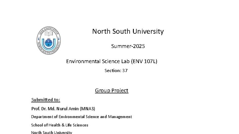 env107L Lab report 4 - North South University Summer- 2025 ...