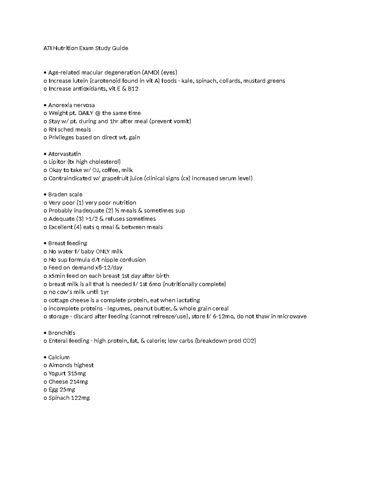 ATI Nutrition Exam Study Guide: Key Concepts and Details - Studocu