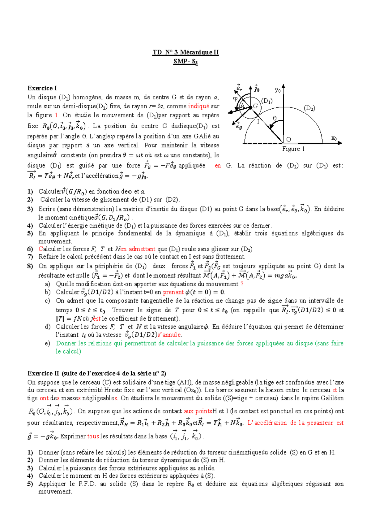 Exercices Corrigés de Mécanique II - Série 3 (SMP-S) - Studocu